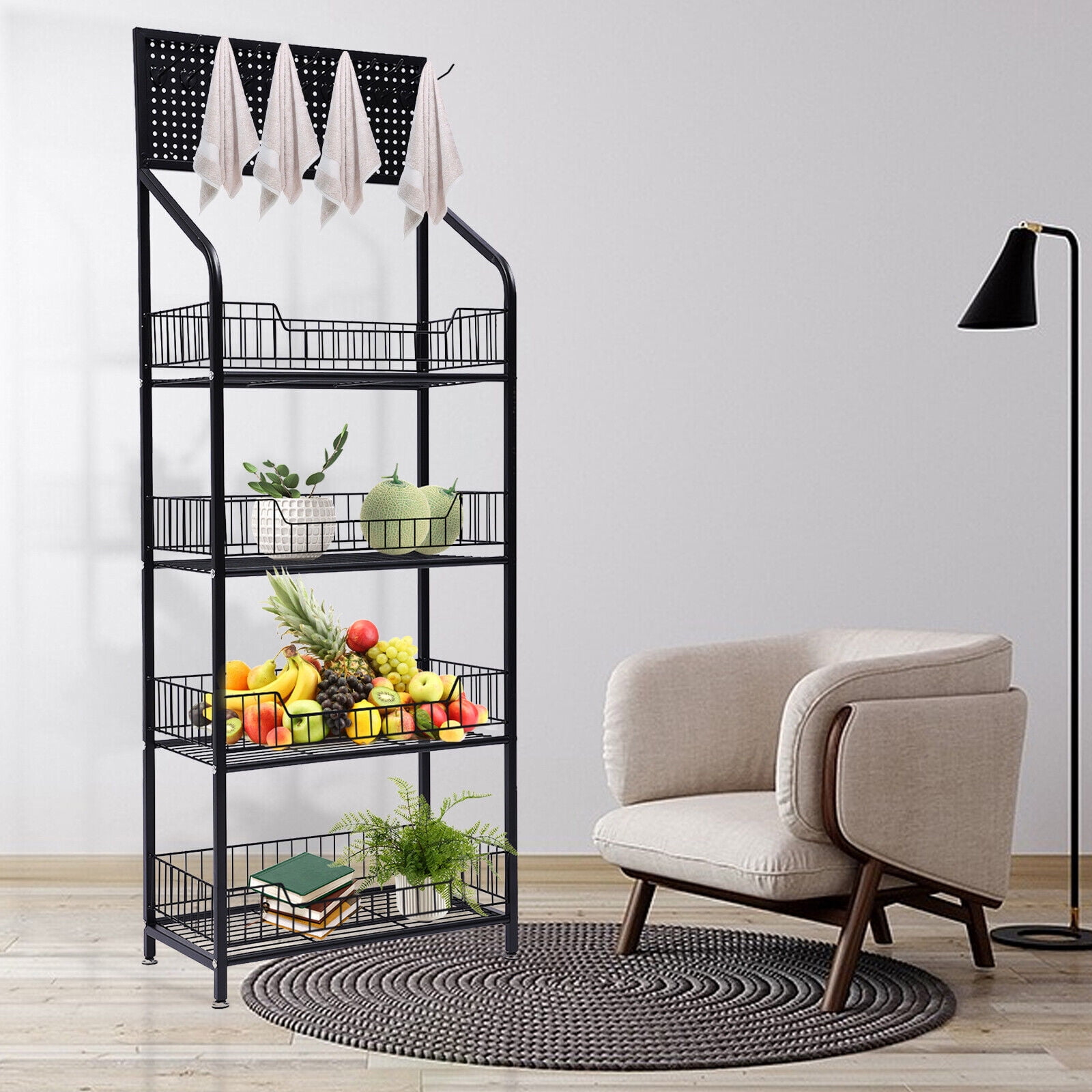 TFCFL 4-Tier Retail Display Rack Metal Stand Freestanding Fruit ...