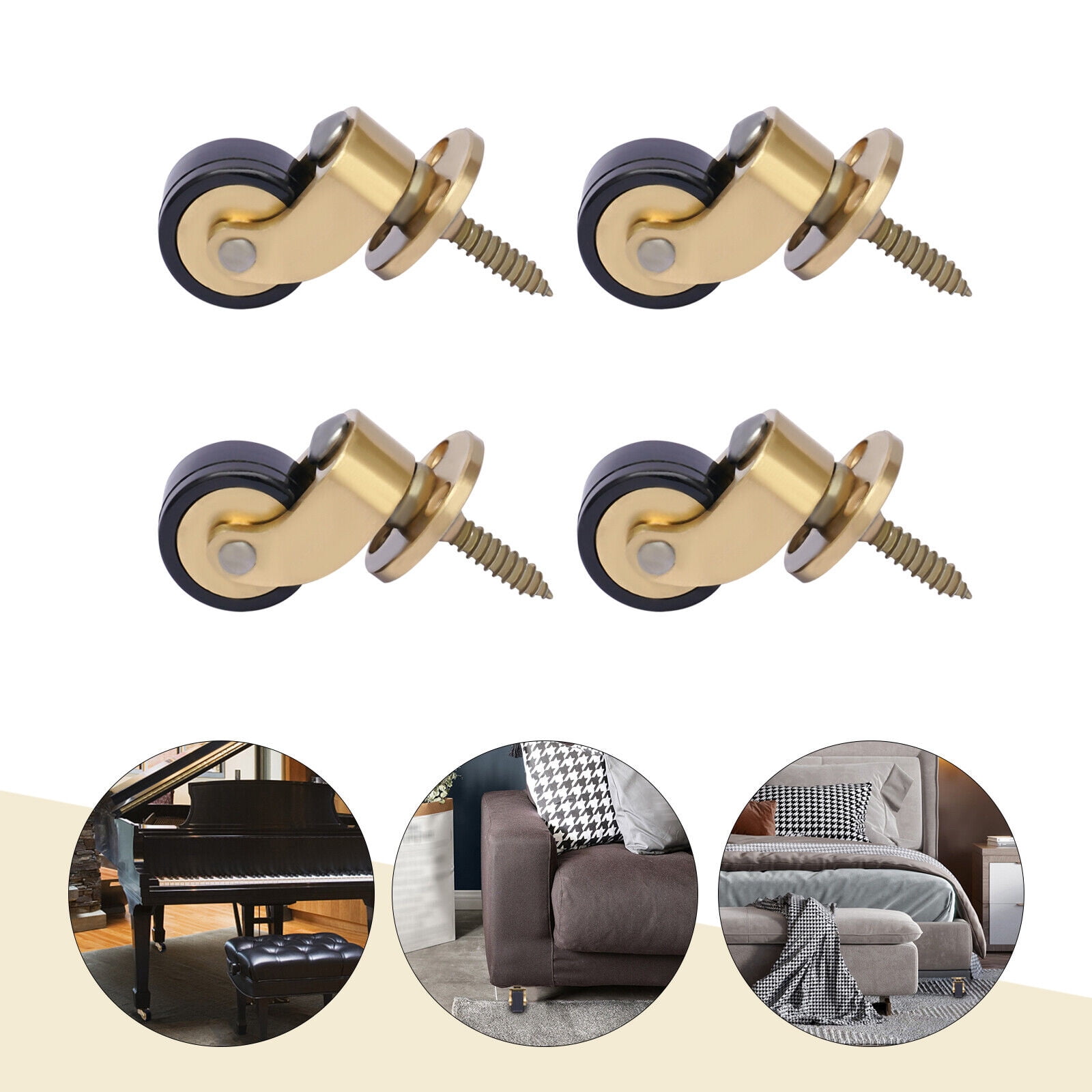 TFCFL 4PCS Brass Universal Furniture Caster Wheel Roller Table Chair ...