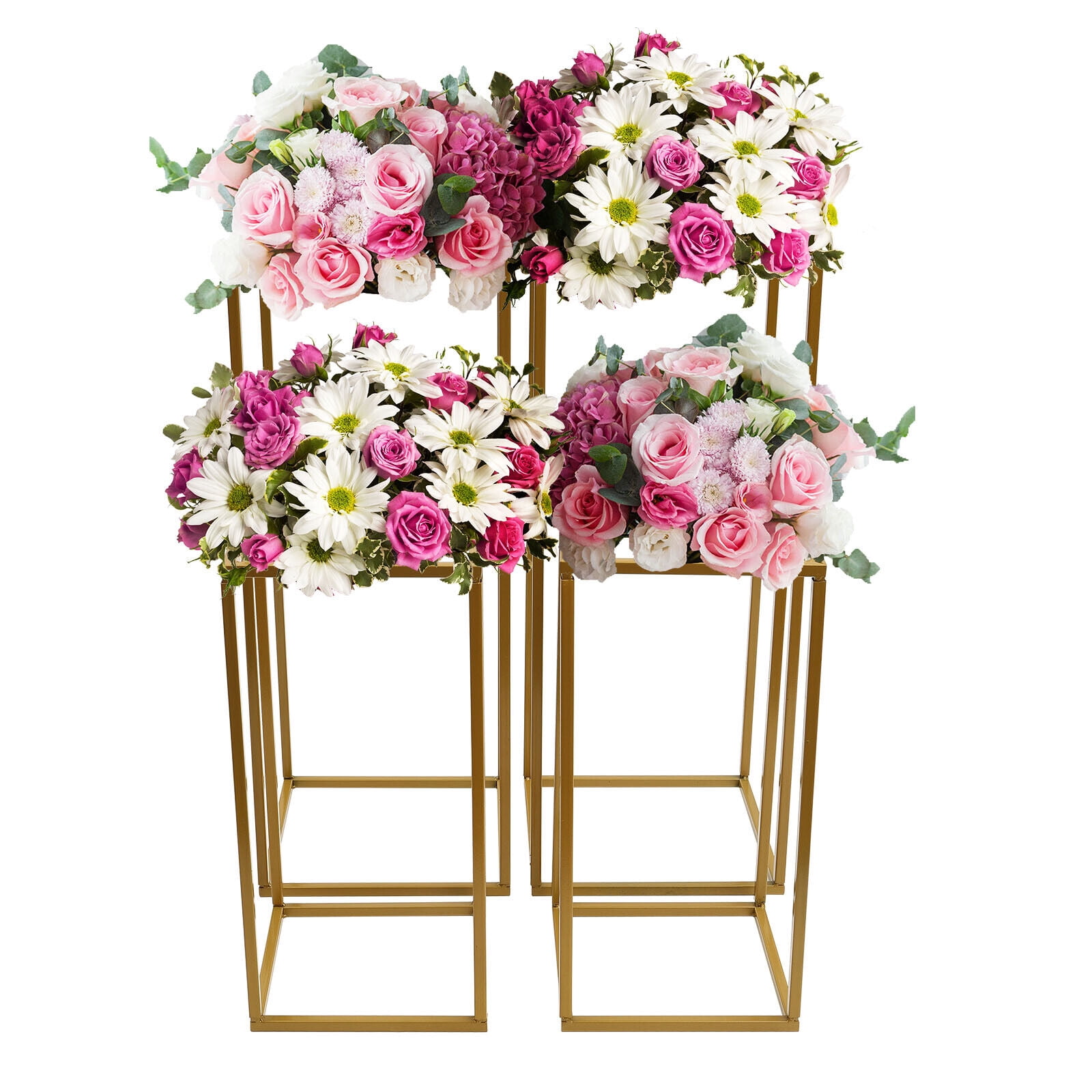 TFCFL 4pcs Wedding Arch Backdrop Stand Gold Metal Column Flower Display ...
