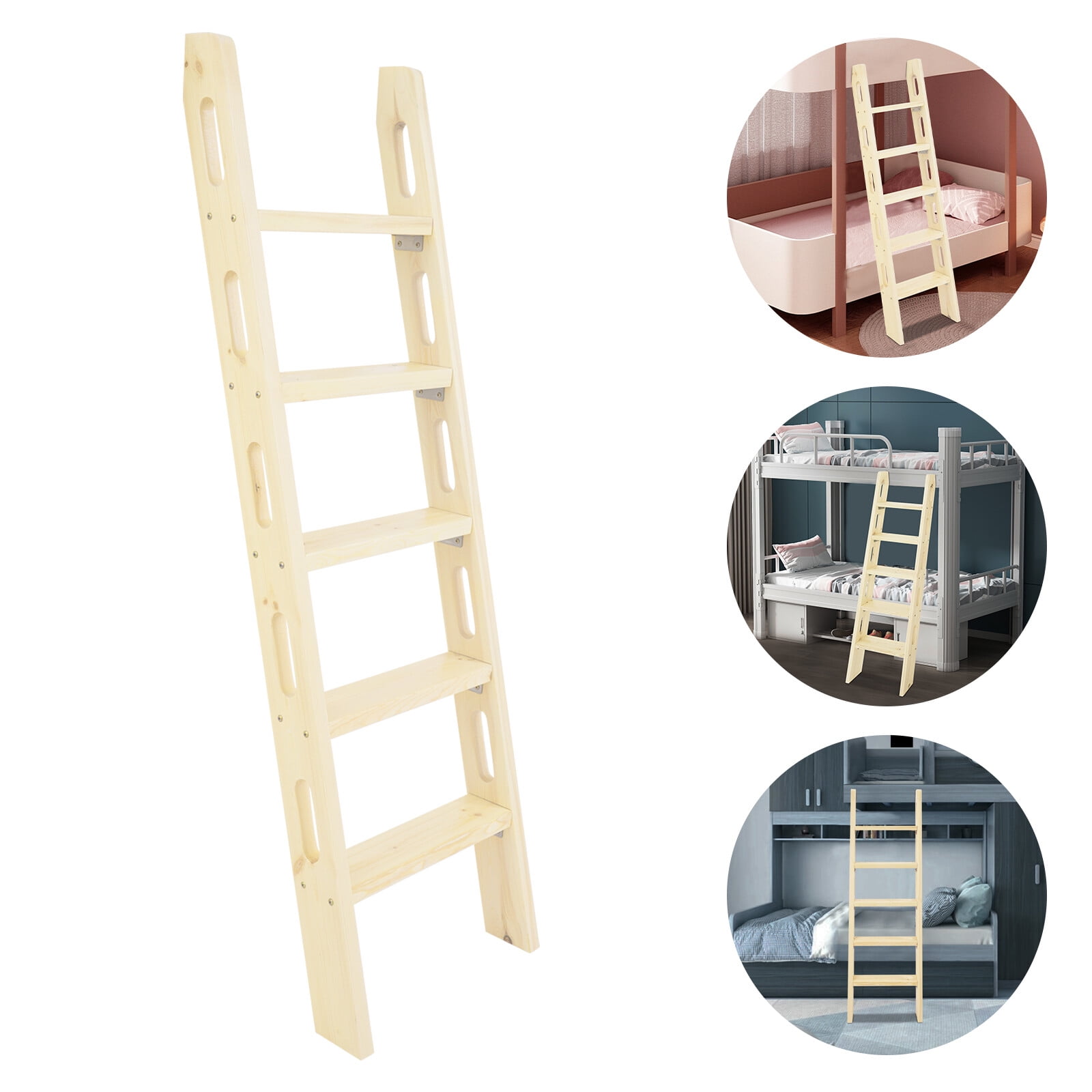 TFCFL 5 Steps Solid Wood Bunk Bed Ladder Bunkhouse Motorhome Ladder ...