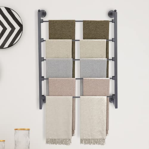 TFCFL 5 Tier Wall Mounted Scarf Rack, Retail Display Tie & Scarf Rack ...