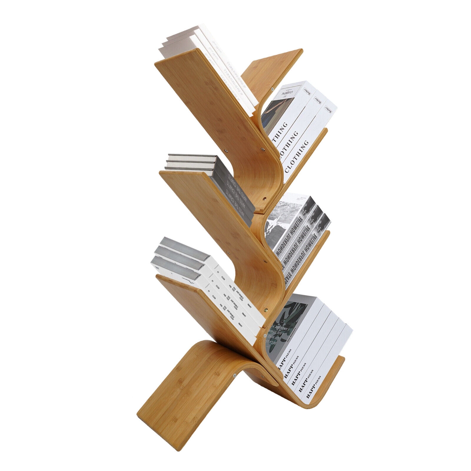 TFCFL 6-Tier Tree-shape Bookcases Book Organizer Bamboo Book Display ...