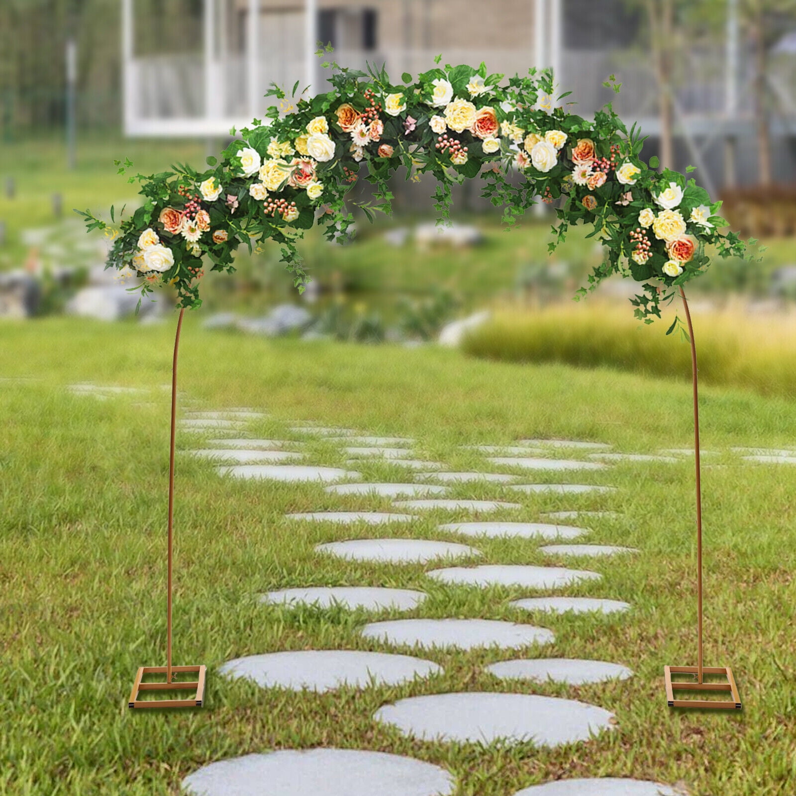 TFCFL 7.5ft Metal Wedding Arch Balloon Flower Frame Backdrop Arch Stand ...