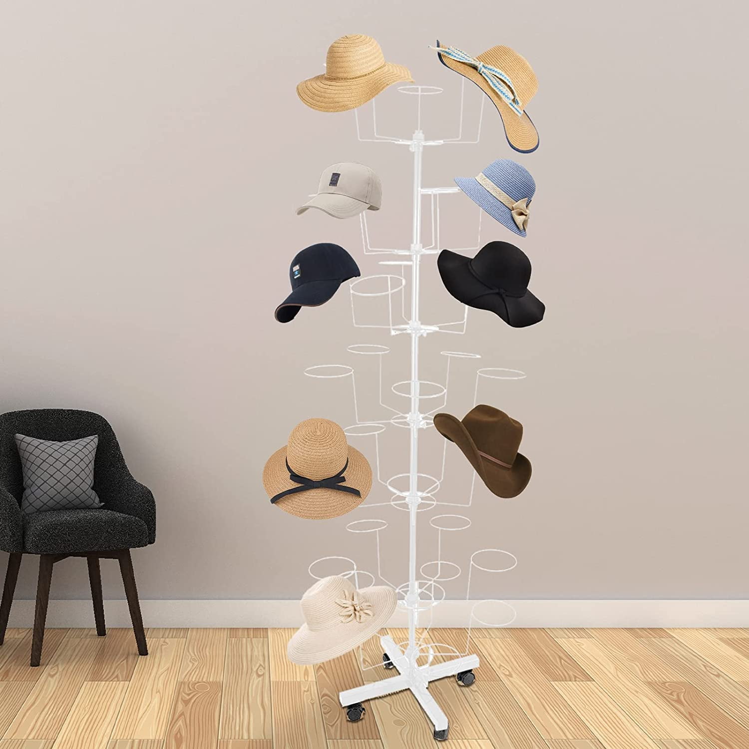 TFCFL 7 Tier Hats Stand Display, Adjustable Freestanding Hat Rack Stand ...