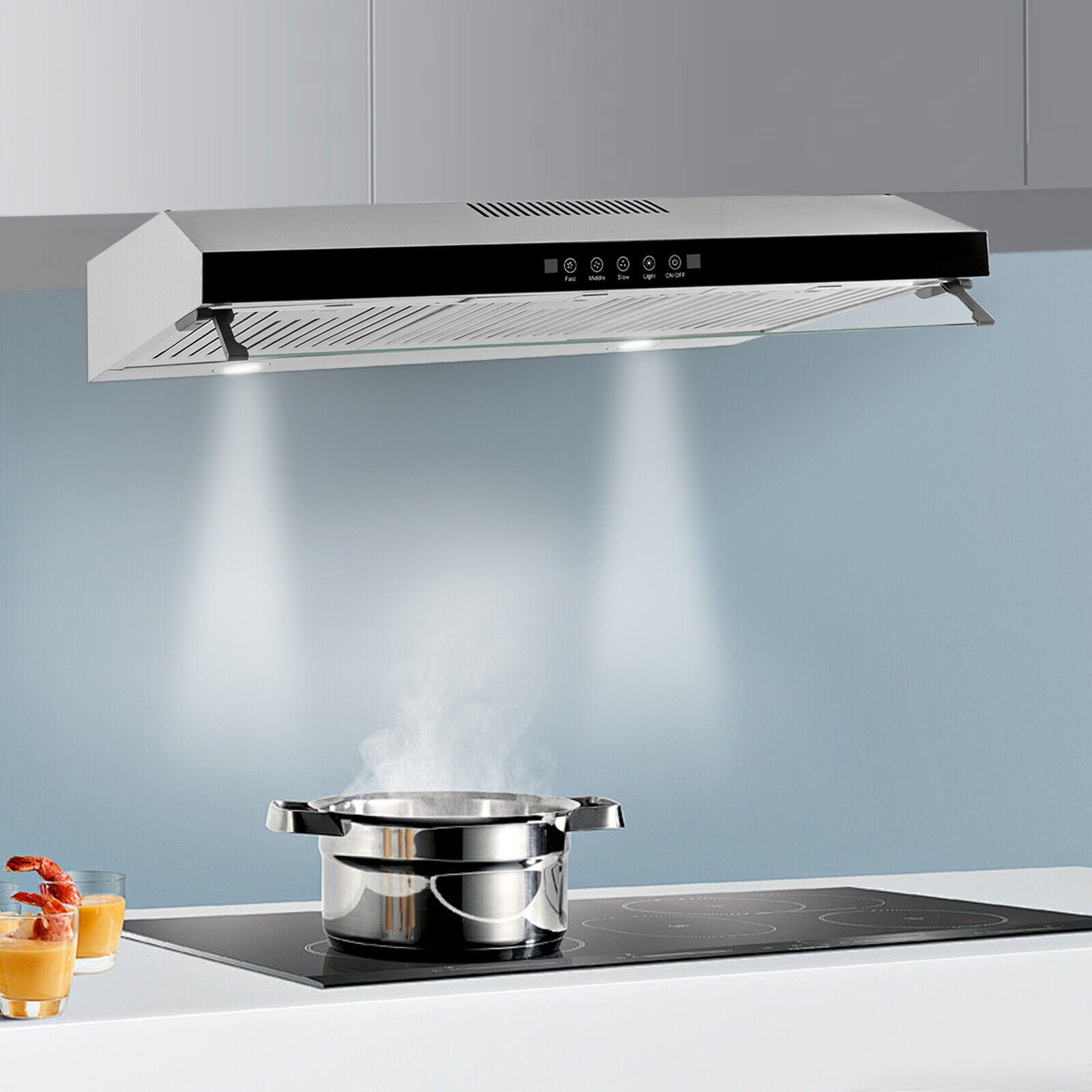 TFCFL 760CFM 3-Speed Range Hood Smoke Cabinet Mounted Pipeline Exhaust ...