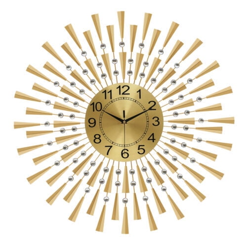 TFCFL 9.45"D Large Wall Clocks Non-Ticking Gold Silent Retro Clock Wall ...