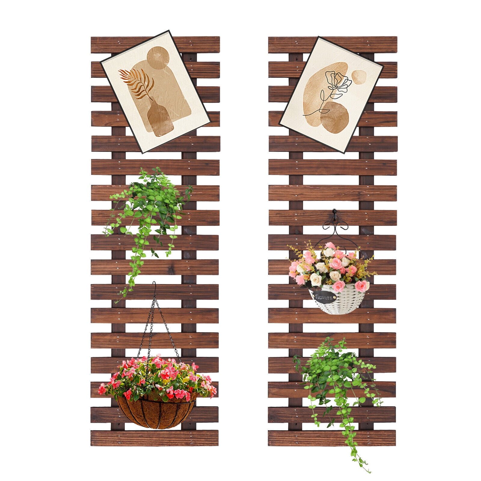 TFCFL 90*29cm 2PCs Wooden Hanging Planter Rack Vertical Garden Wall ...