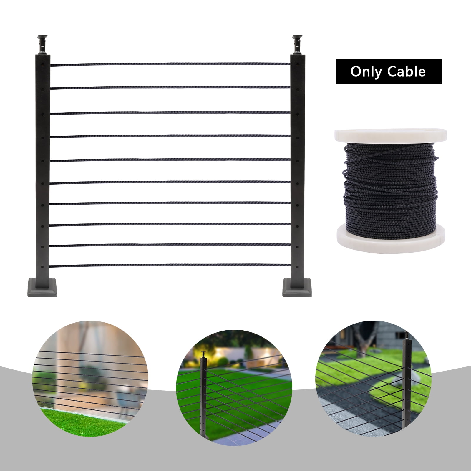 TFCFL Black Cable Railing T316 Stainless Steel Wire Rope Cable Strand 1 ...