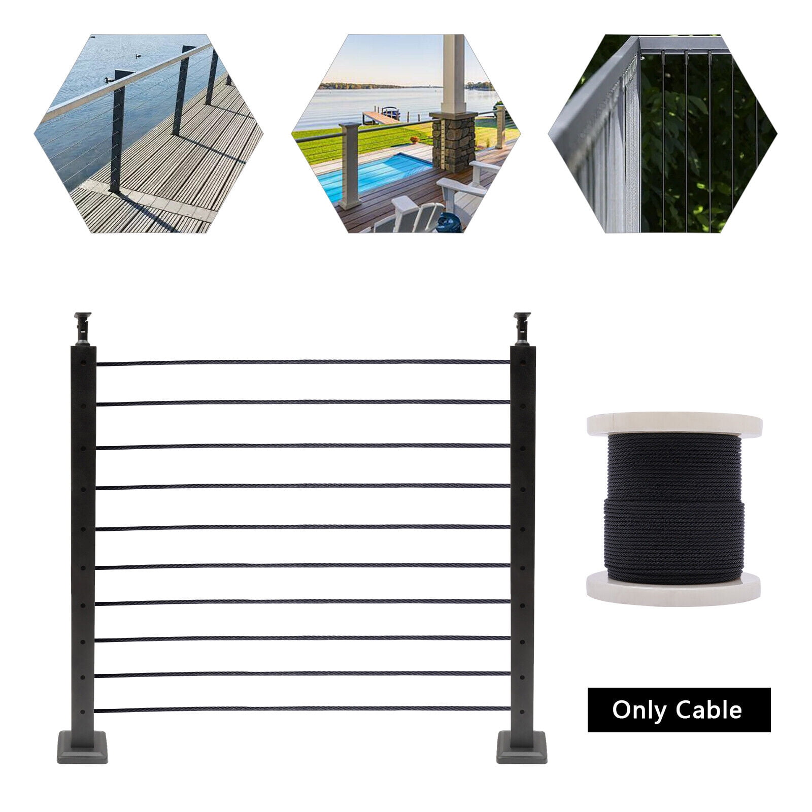 TFCFL Black Cable Railing T316 Stainless Steel Wire Rope Cable Strand 1 ...