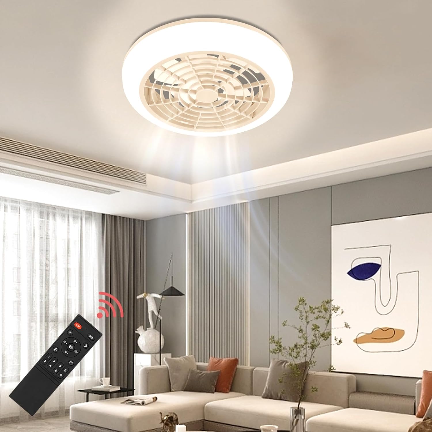 TFCFL Ceiling Fan with Light, 18 inches LED Remote Control Fully ...