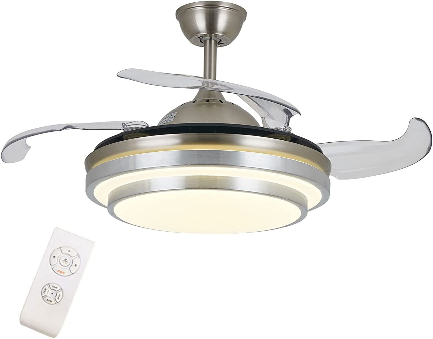 TFCFL Ceiling Fan Light Invisible 42" LED Chandelier Lamp 3 Colors ...