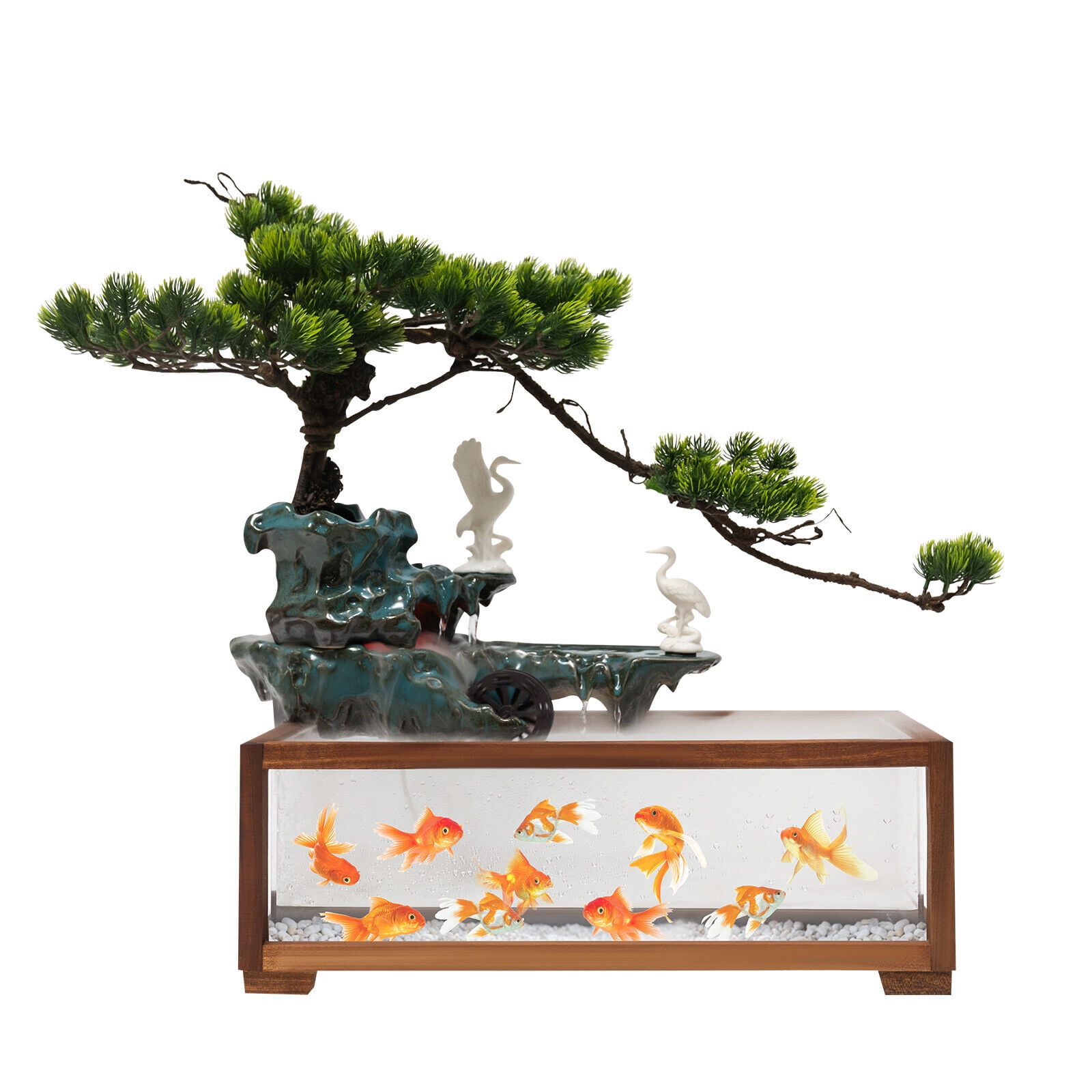 TFCFL Chinese Zen Style Fish Tank Tabletop Water Fountain Humidifier ...