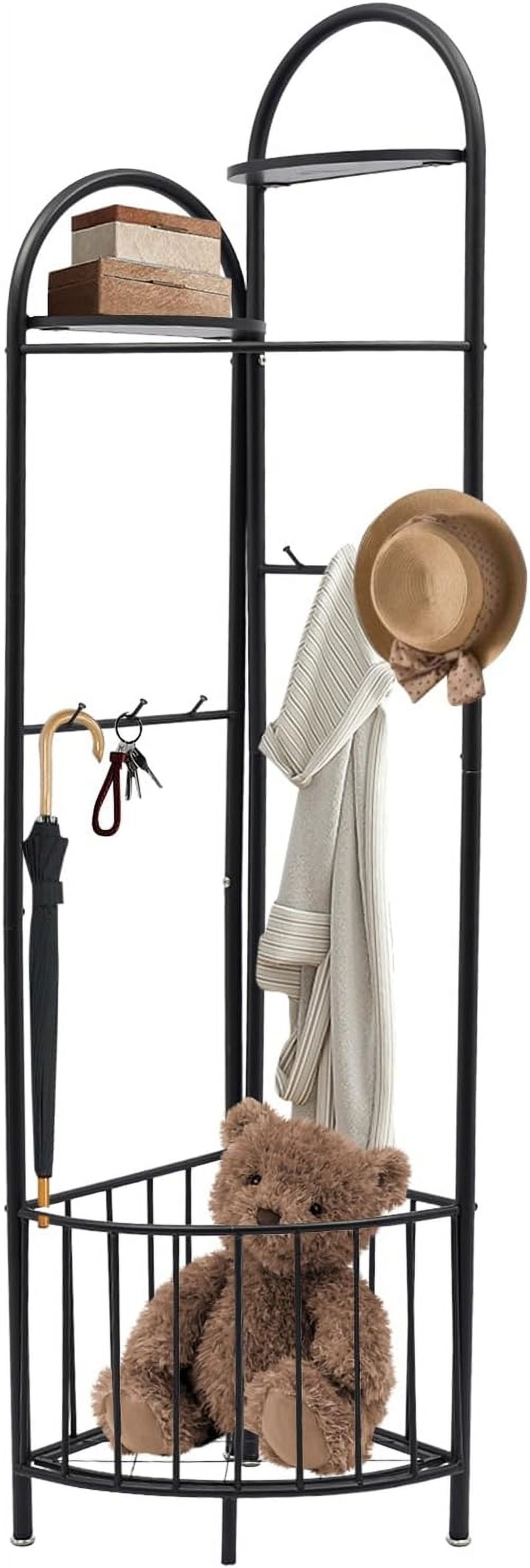 TFCFL Corner Coat Rack with Storage Basket, Coat Rack Freestanding with ...