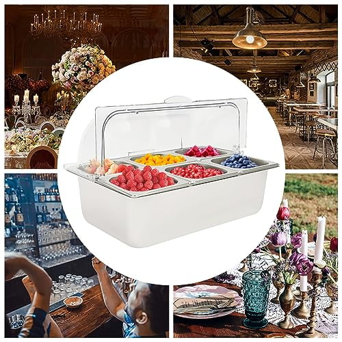 TFCFL Countertop Ice Food Serving Display Container with 6 Pans,Buffet ...