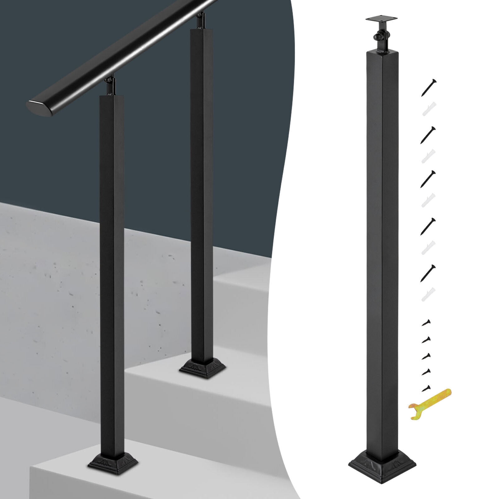 TFCFL Deck Balusters Metal Spindles Staircase Railing Column Iron Garden Fence Black - Walmart.com