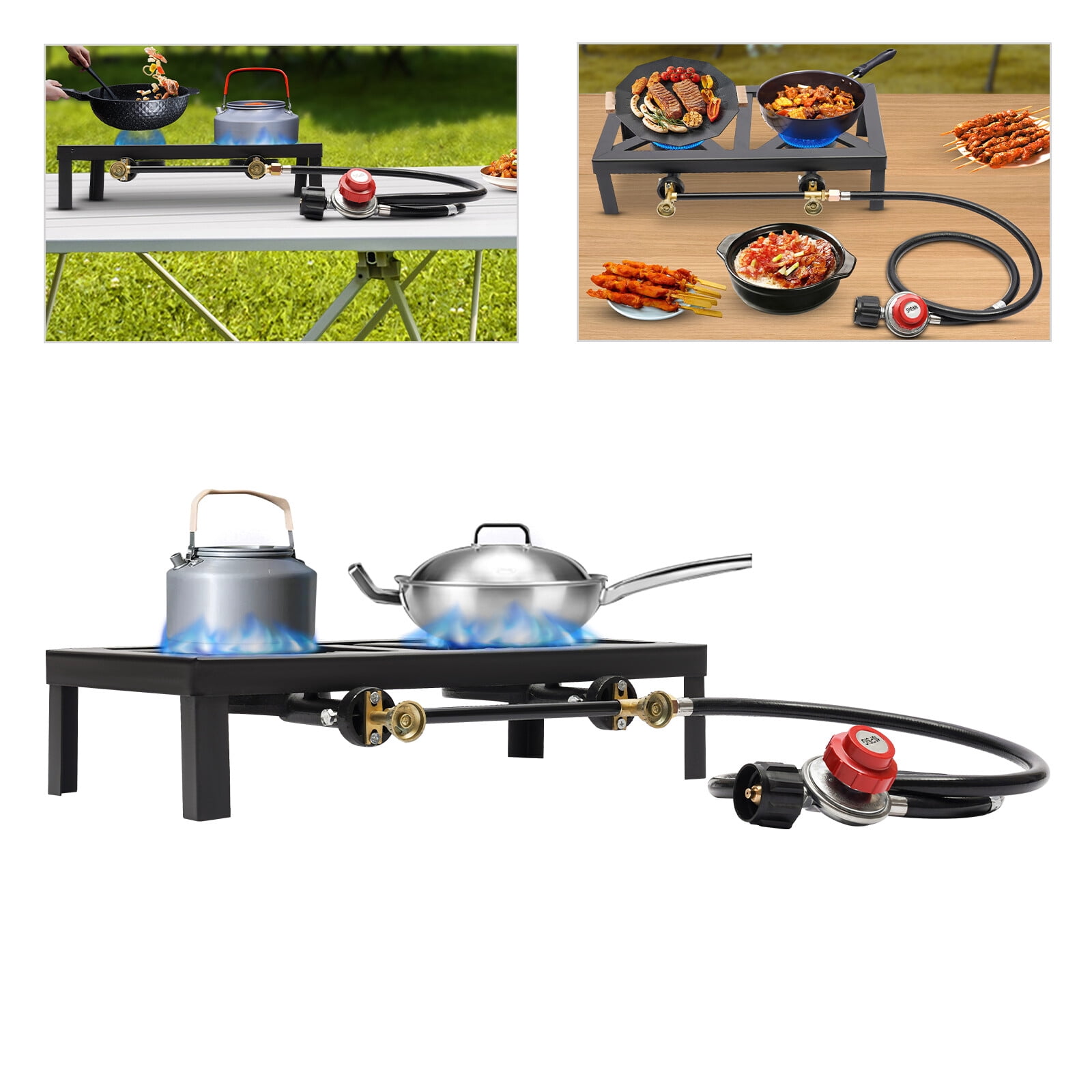 TFCFL Double Propane Gas Burner Stove Camping BBQ Cooker Cooking With ...
