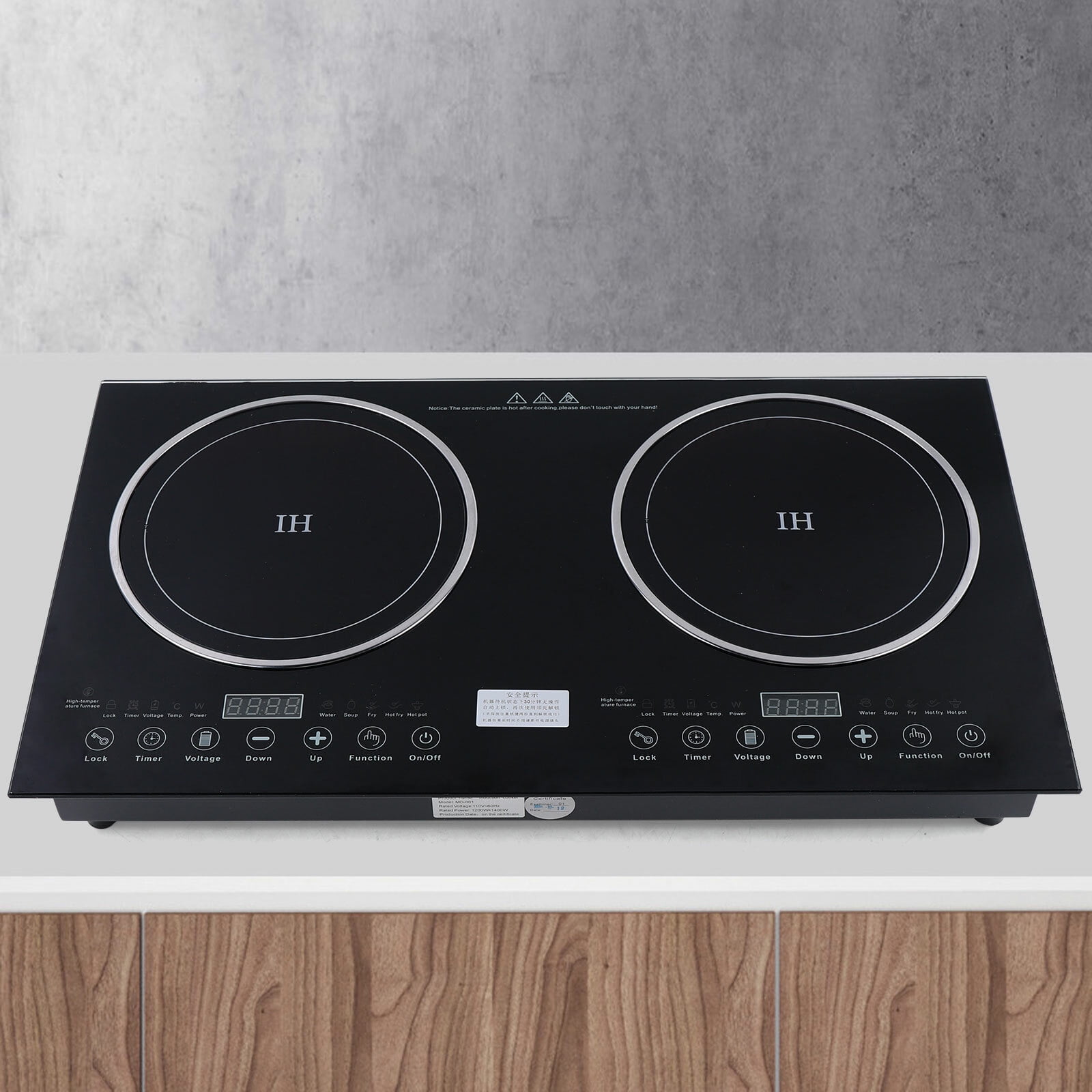 TFCFL Electric Hob Cook Top Stove 110V Induction Cooktop 1200W+1400W 2 ...