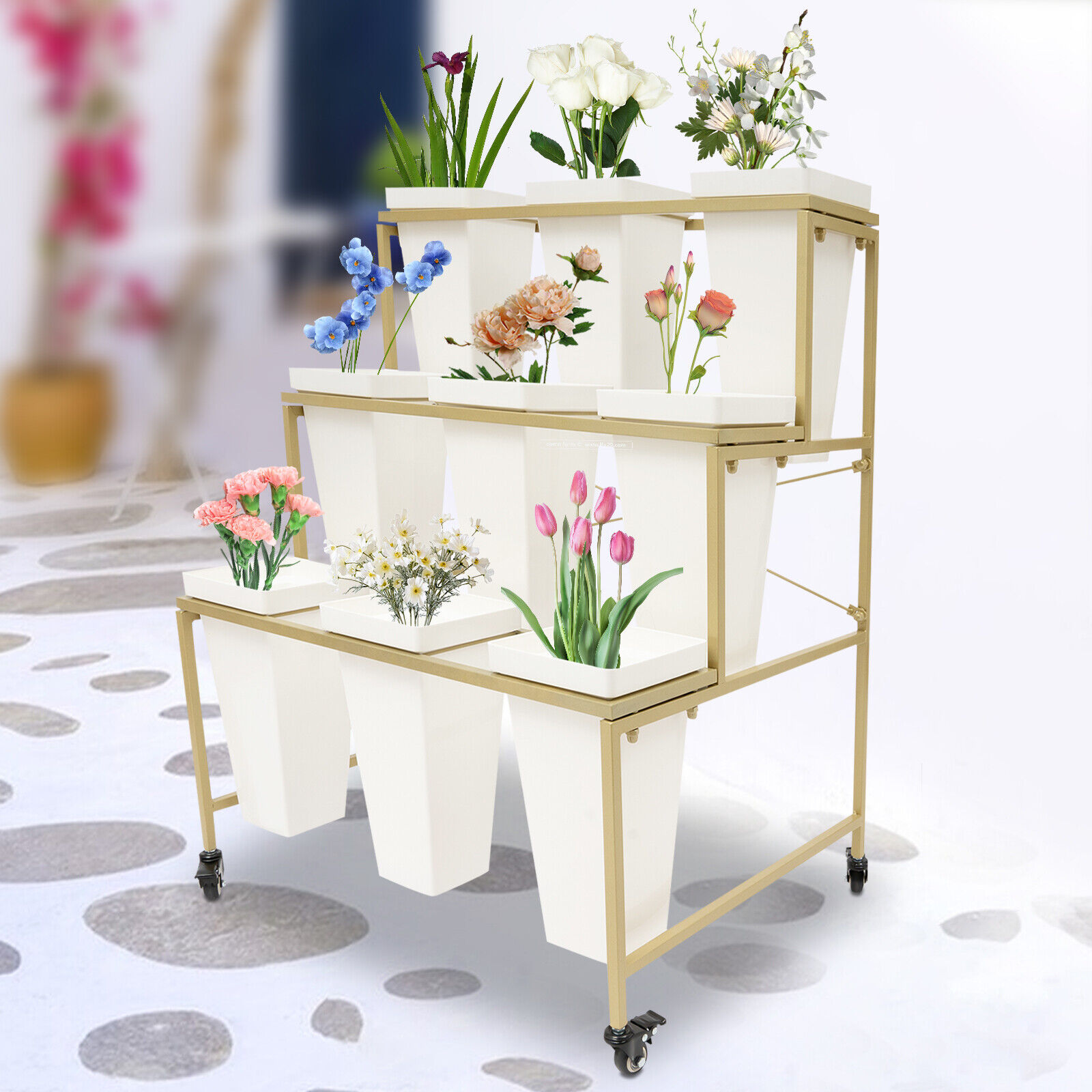 TFCFL Flower Display Stand 3-tier Trapezoid Flower Holder Flower Plant ...