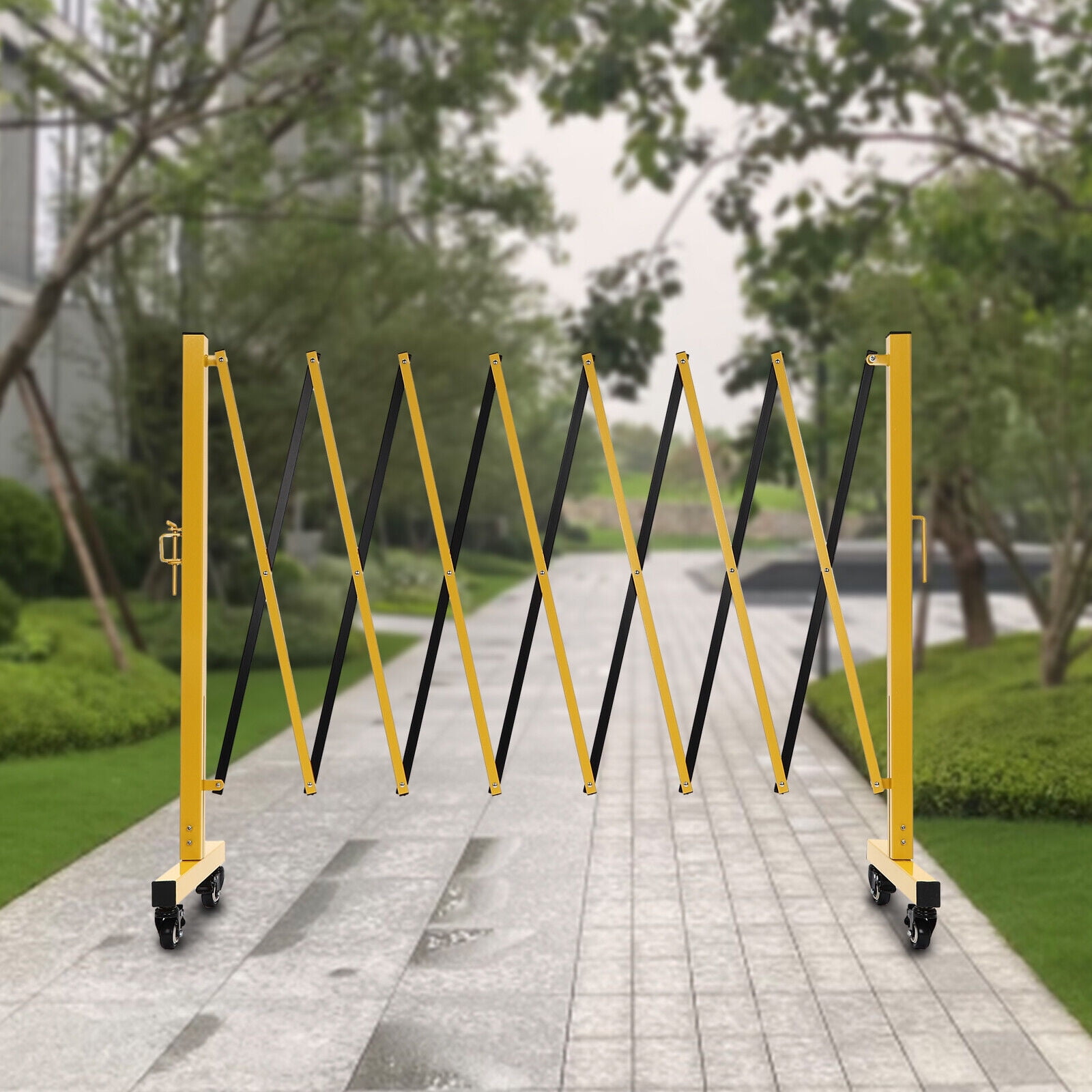 TFCFL Folding Expandable Barricade with Wheels Rotating Mobile Security ...