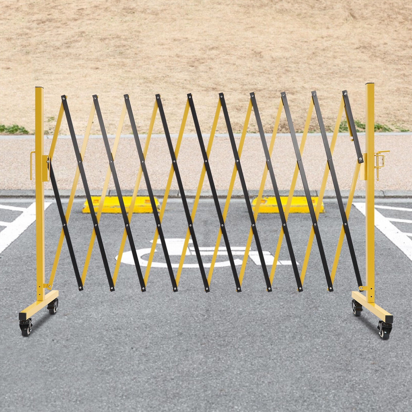 TFCFL Folding Expandable Barricade with Wheels Rotating Mobile Security ...