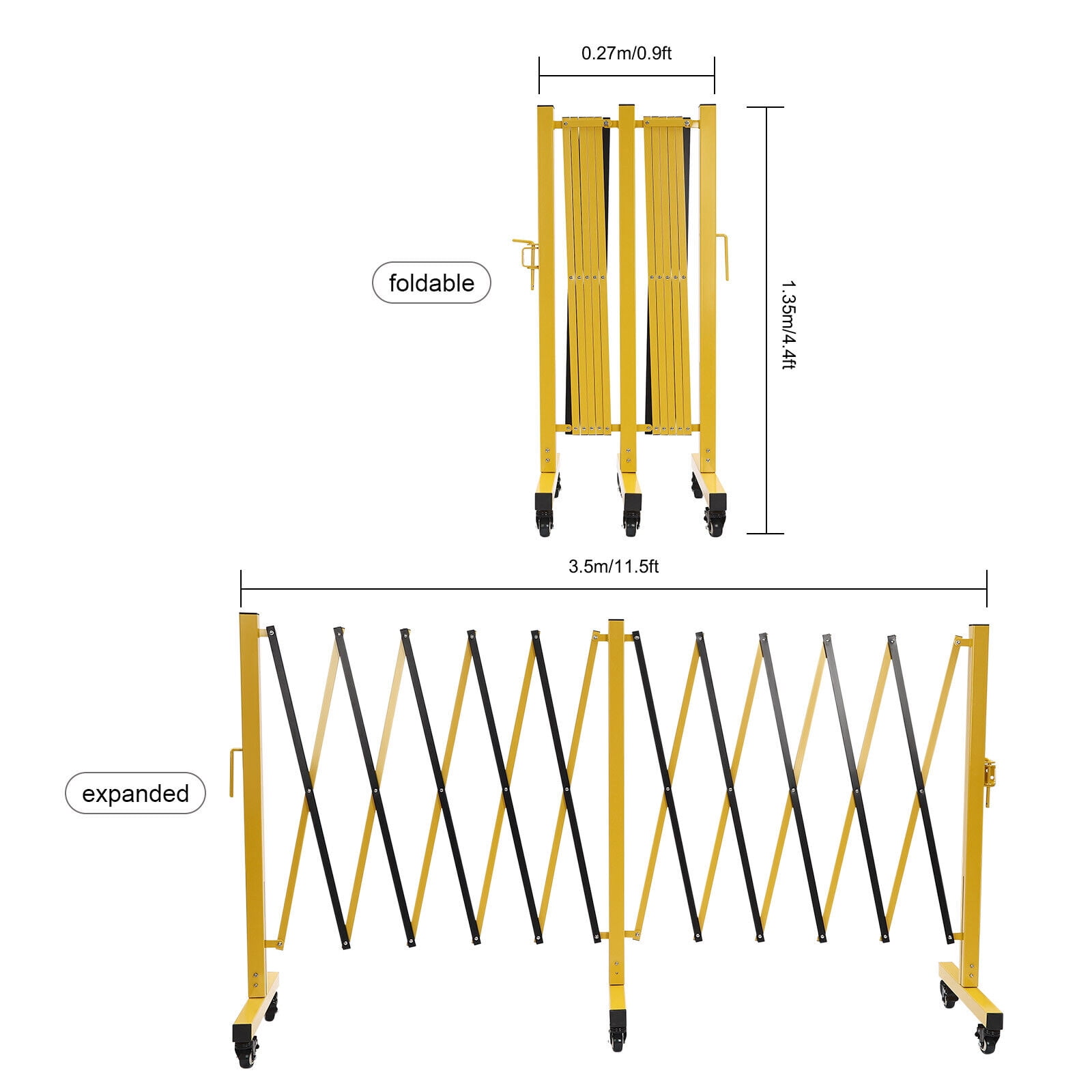TFCFL Folding Expandable Barricade with Wheels Rotating Mobile Security ...