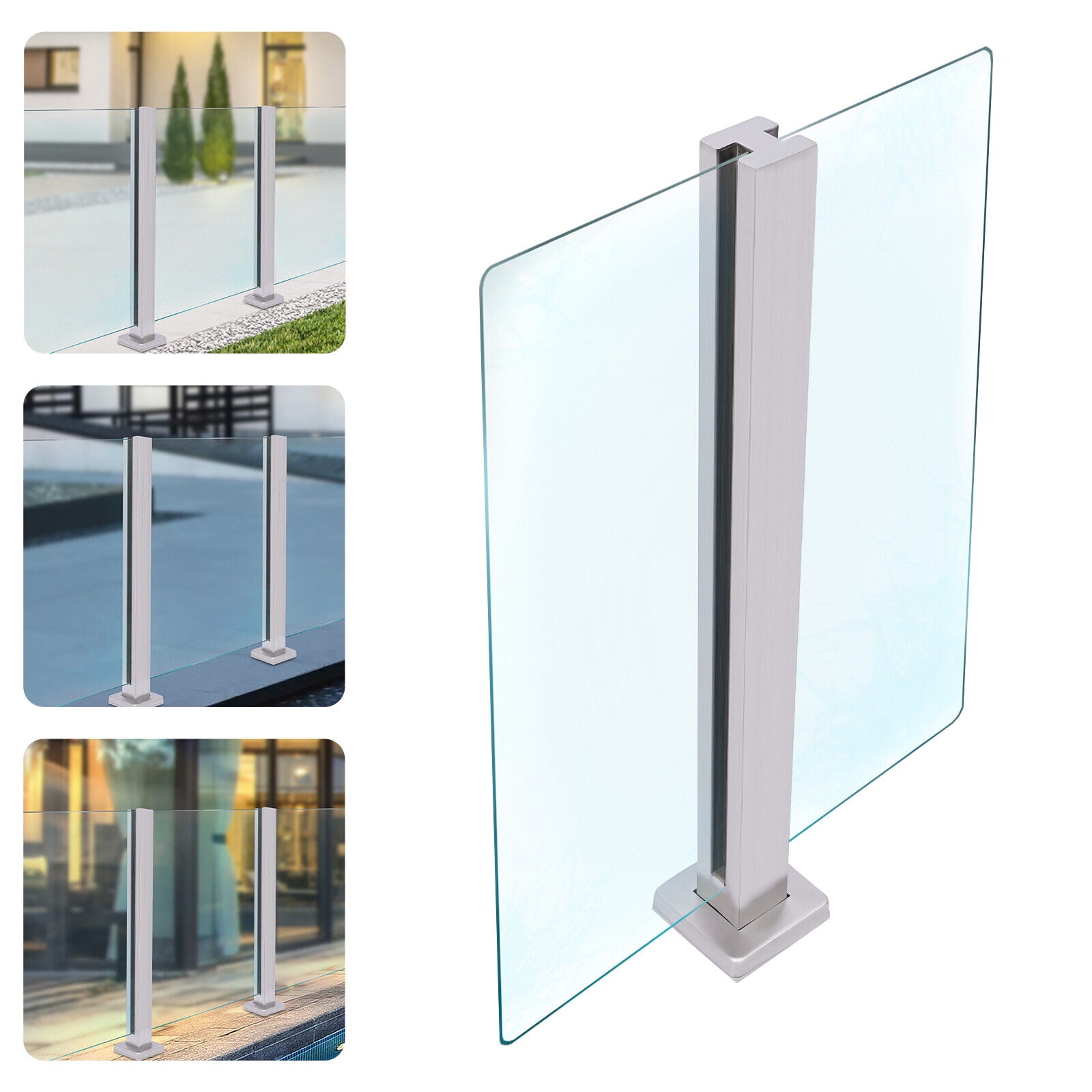 TFCFL Glass Balustrade Railing Post 25.6'' Stainless Steel Corner/Mid ...