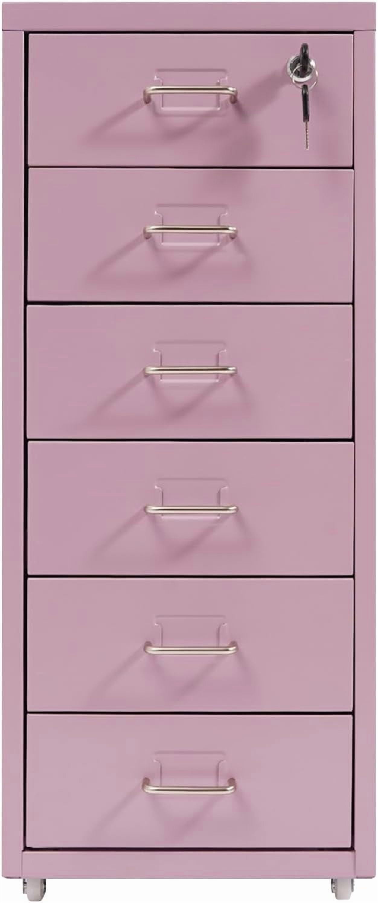 Mobile File Cabinet 6 Drawer Vertical File Cabinet with Wheels Metal ...