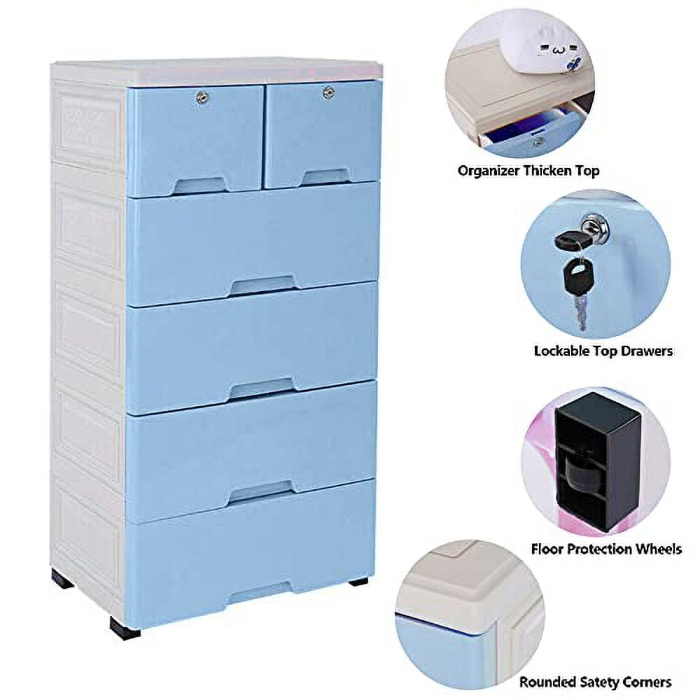 TFCFL Modern 6 Drawer Dresser, 5 Layers Drawer Chest Storage Cabinet ...