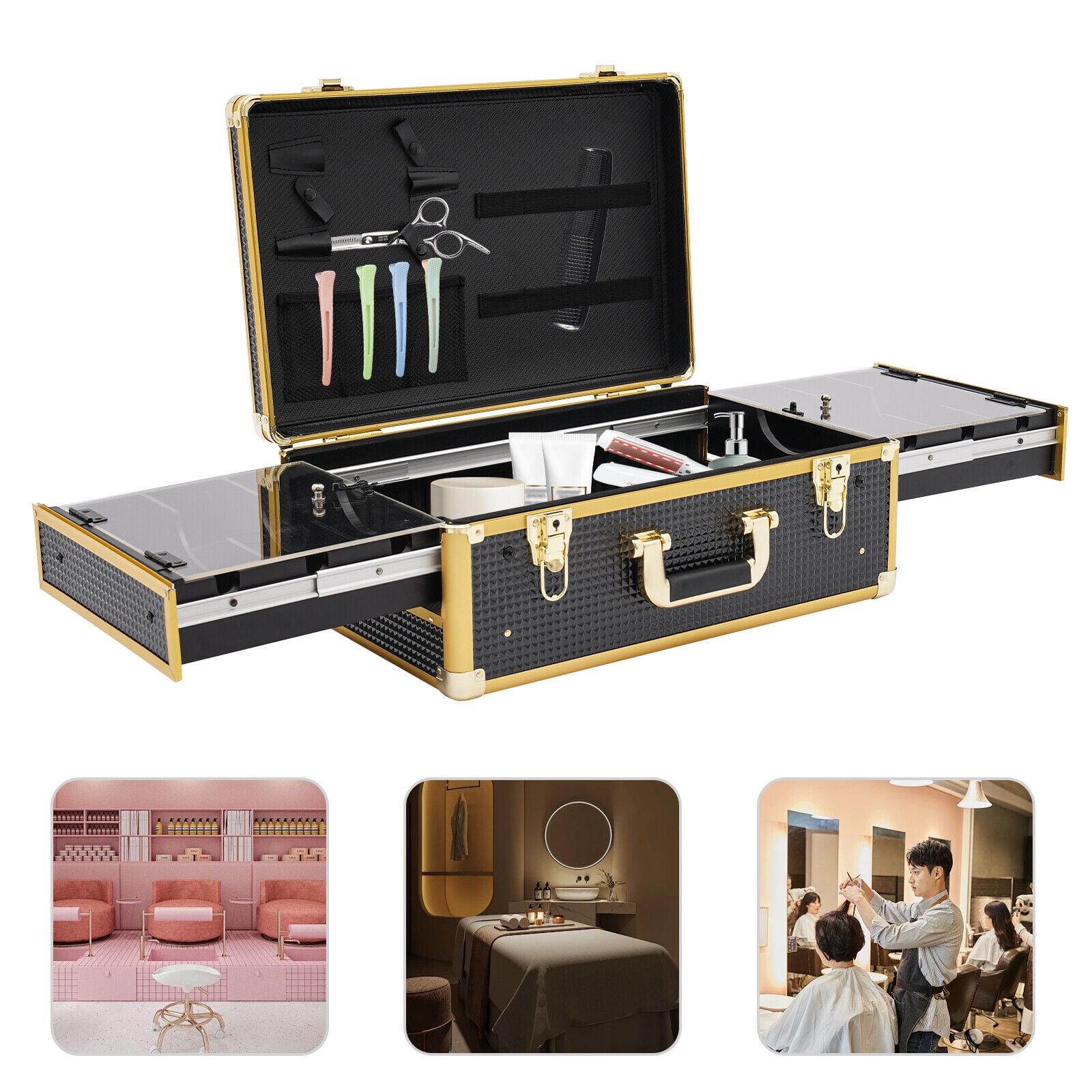 TFCFL Portable Barber Tool Box Organizer Case Storage Barber Carrying ...