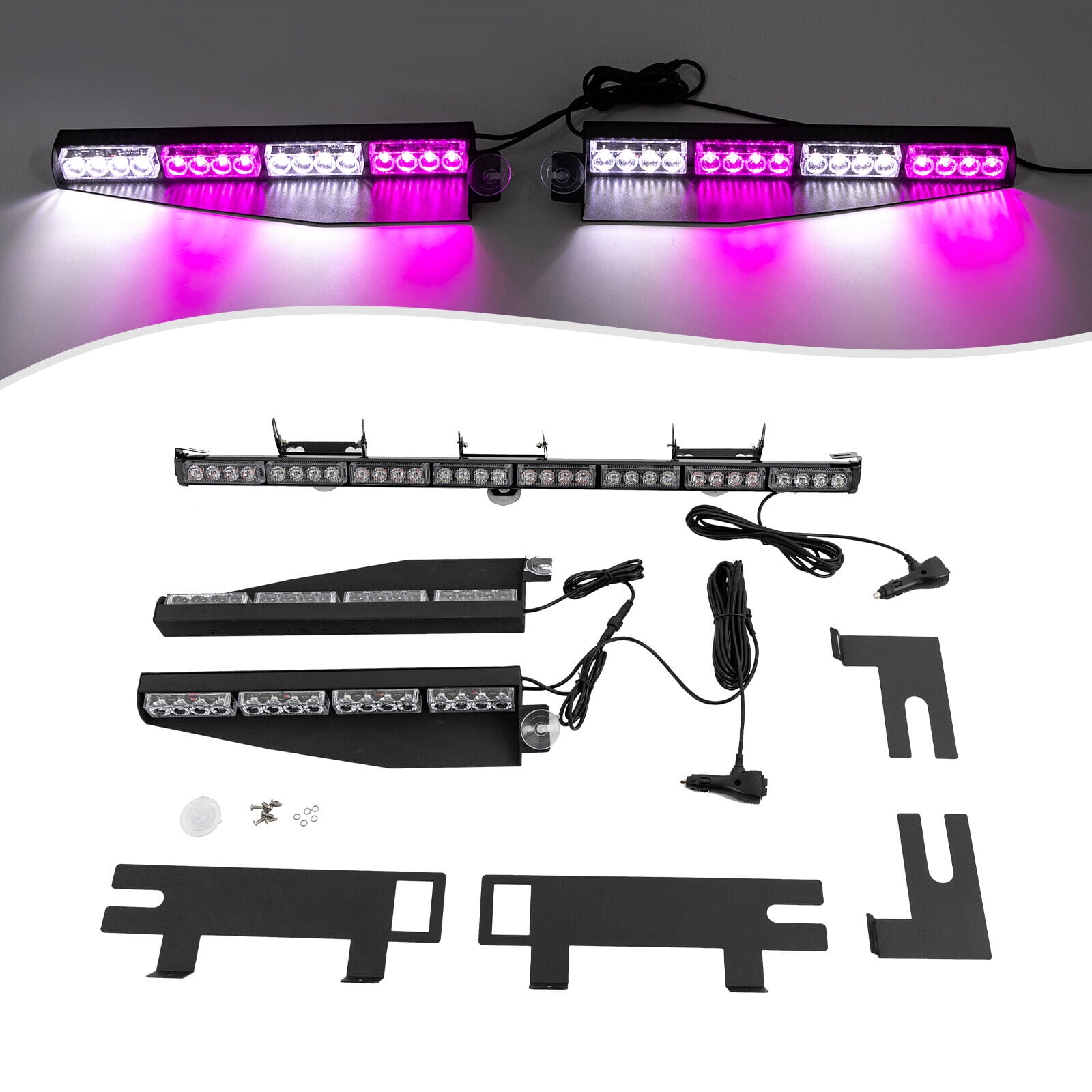 TFCFL Purple/White LED Car Roof Emergency Strobe Light Bar 16-Mode ...