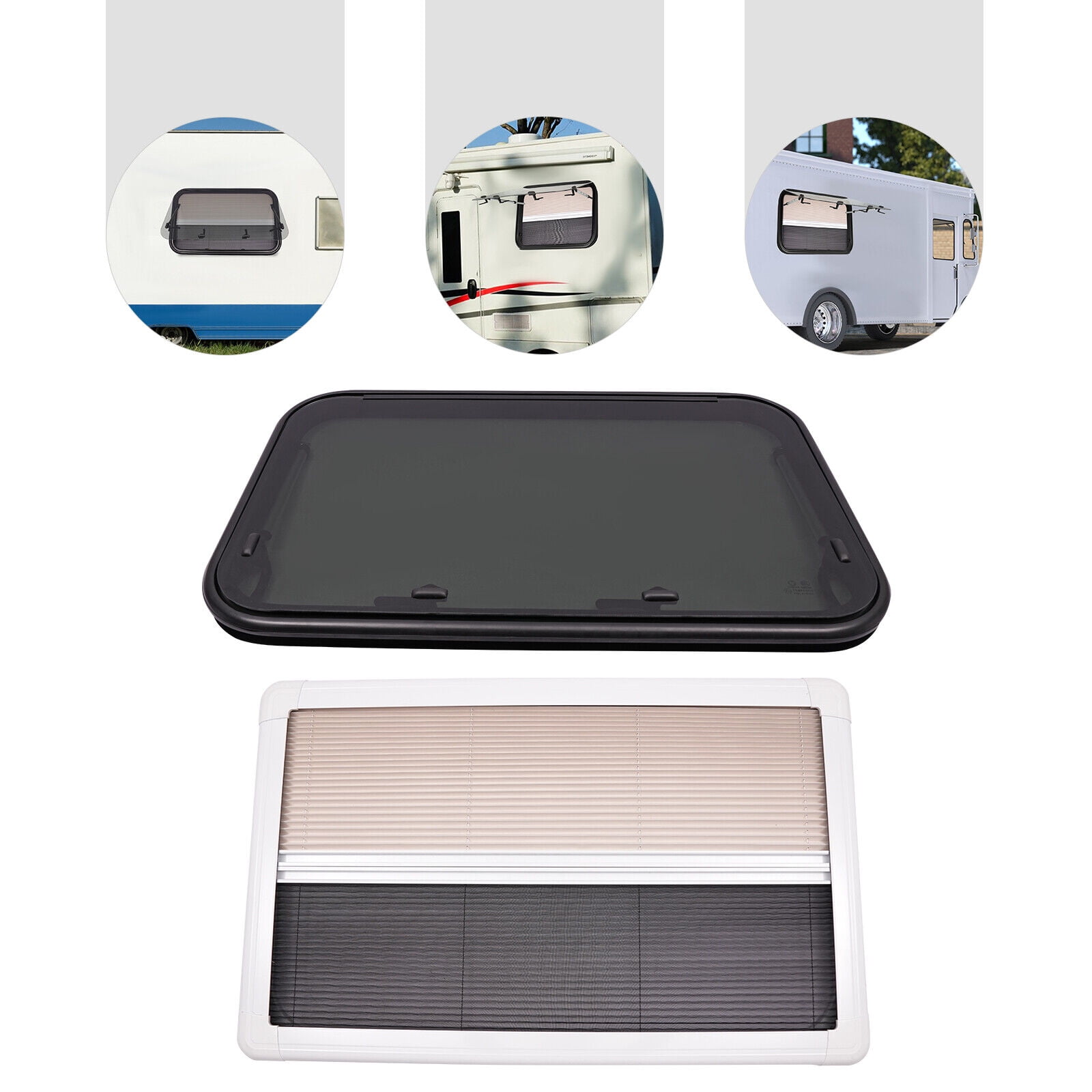 TFCFL RV Caravan Camper Top-Hinge Push-Out Window RV Exit Window with Blind Screen 900mm x 550mm ...