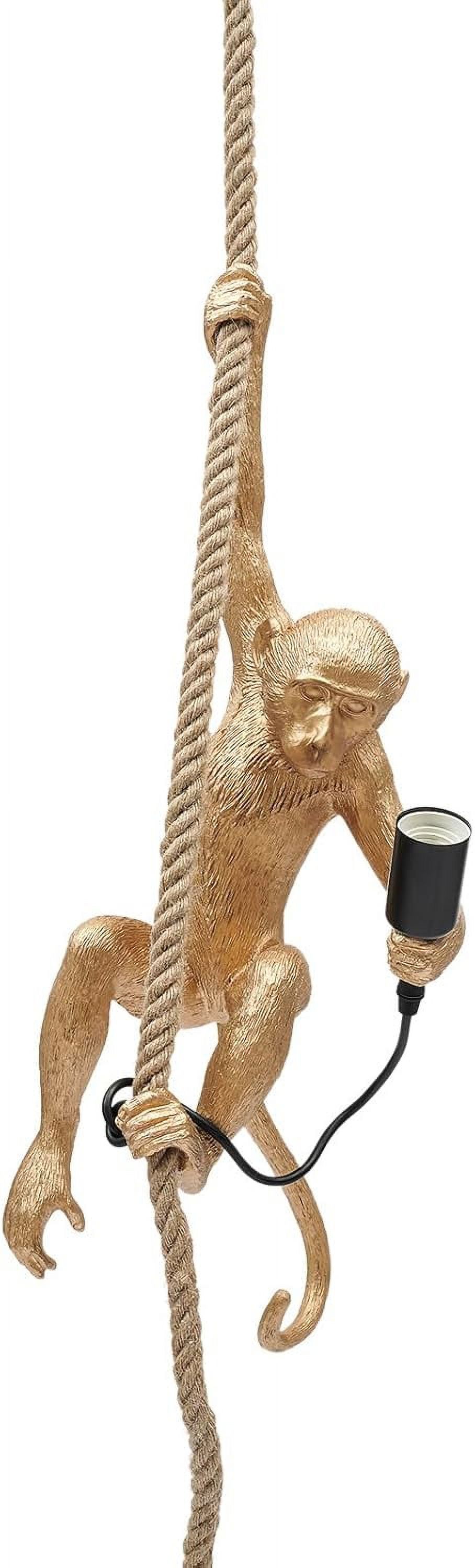 TFCFL Resin Monkey Pendant Light with Hemp Rope, Vintage Hemp Rope ...