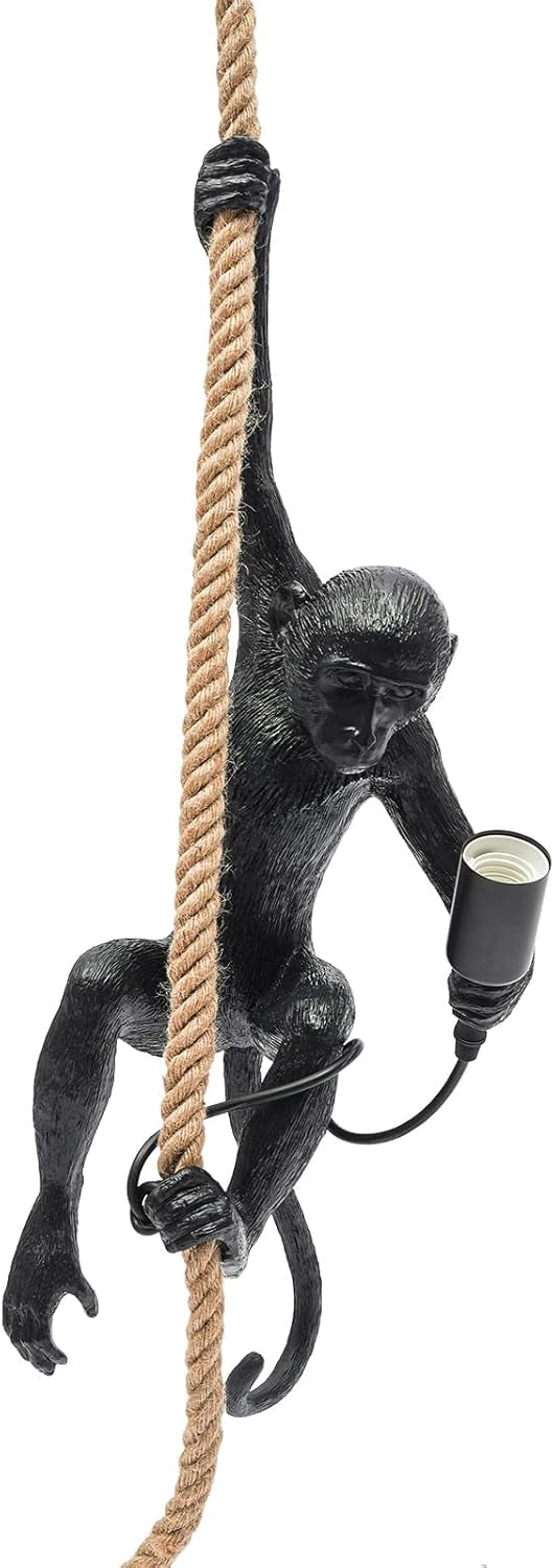 TFCFL Resin Monkey Pendant Light with Hemp Rope, Vintage Hemp Rope ...