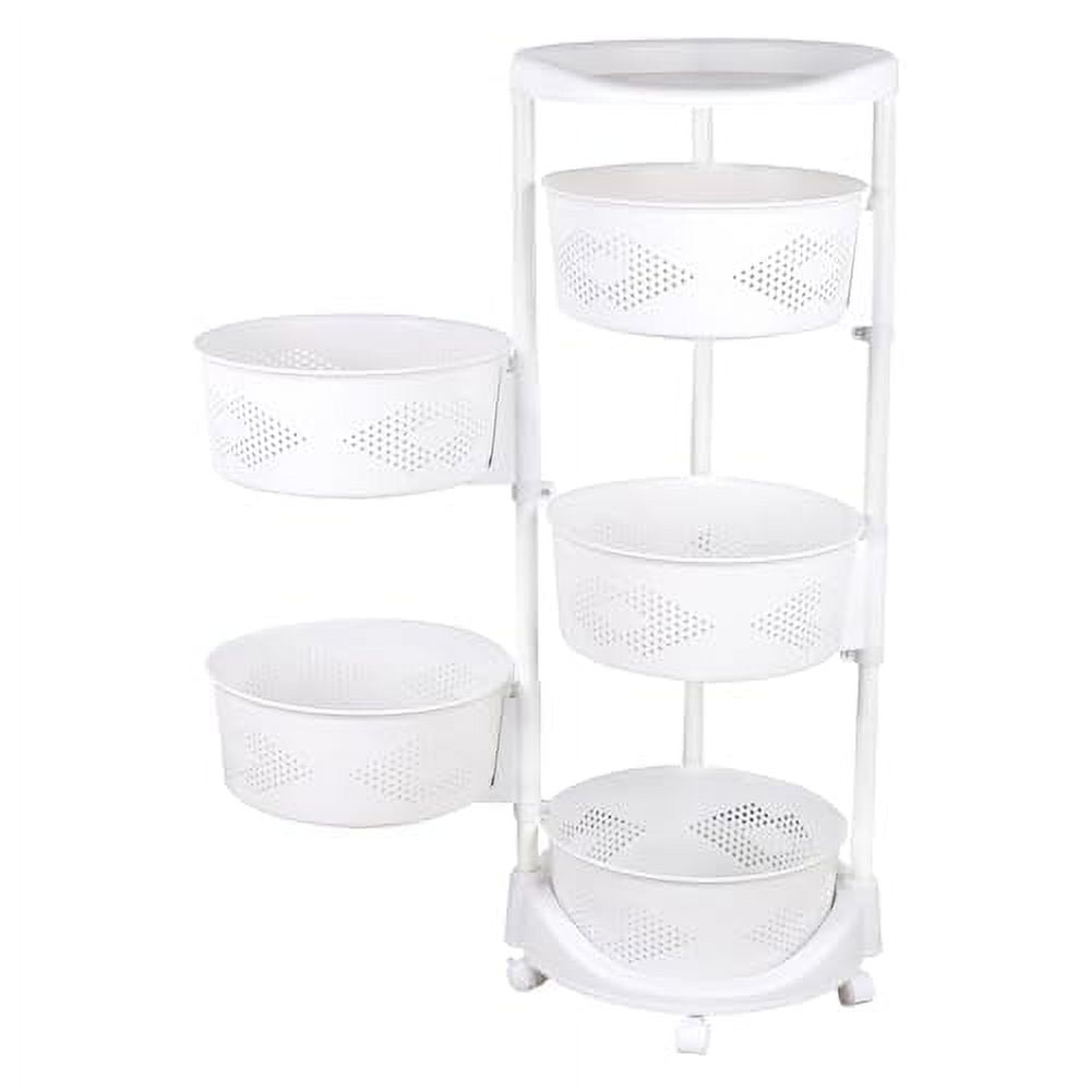 TFCFL Rotating Storage Rack, 5 Tier Fruit Basket for Kitchen Circular ...