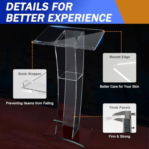 TFCFL Slanted Podium Lectern Conference Pulpit Acrylic Podium Stand ...