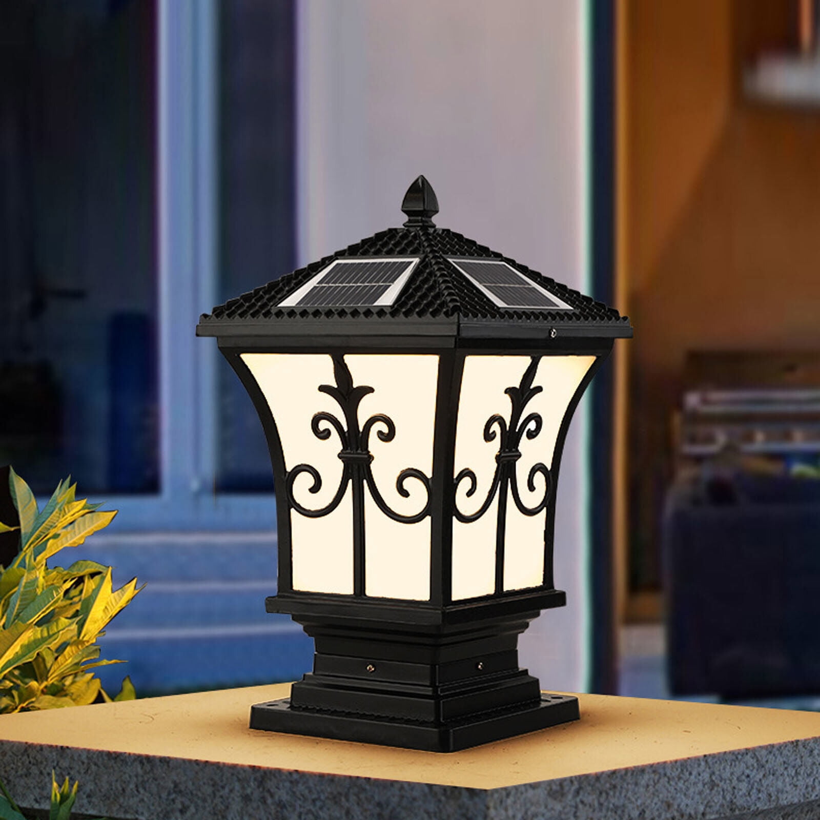 TFCFL Solar Powered Post Light Outdoor LED Pillar Light Garden Lawn ...