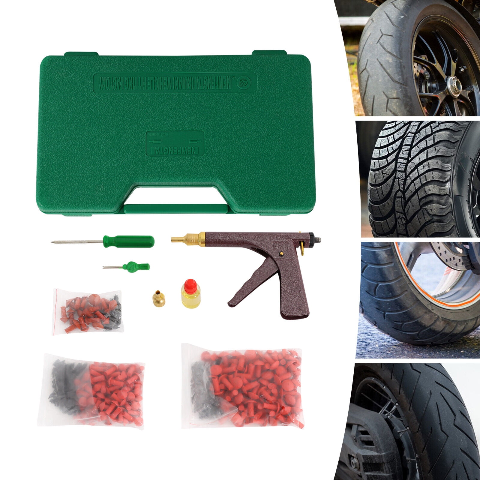 TFCFL Tire Plugger Tubeless Tire Wheel Repair Gun Kit Mushroom Plug ...