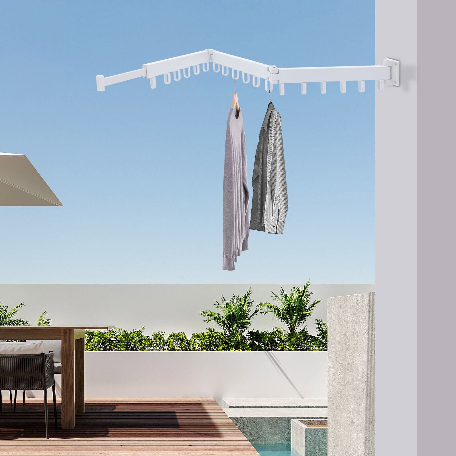 TFCFL Tri-Fold Hanger Clothes Drying Rack Wall-mounted Retractable ...