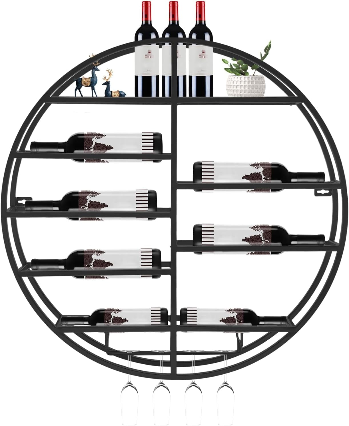 TFCFL Wall Mounted Round Wine Display Rack, Wall Mounted Circular ...