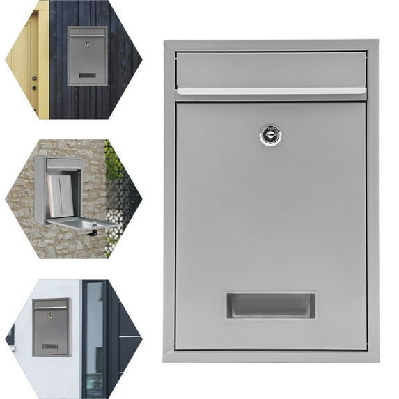 TFCFL Wall-mount Metal Mailbox Letter Post Box Rectangular Lockable ...