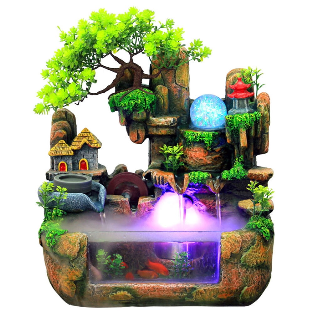 TFCFL Water Fountain Tabletop Ornament Indoor Small Rock Waterfall Feng ...