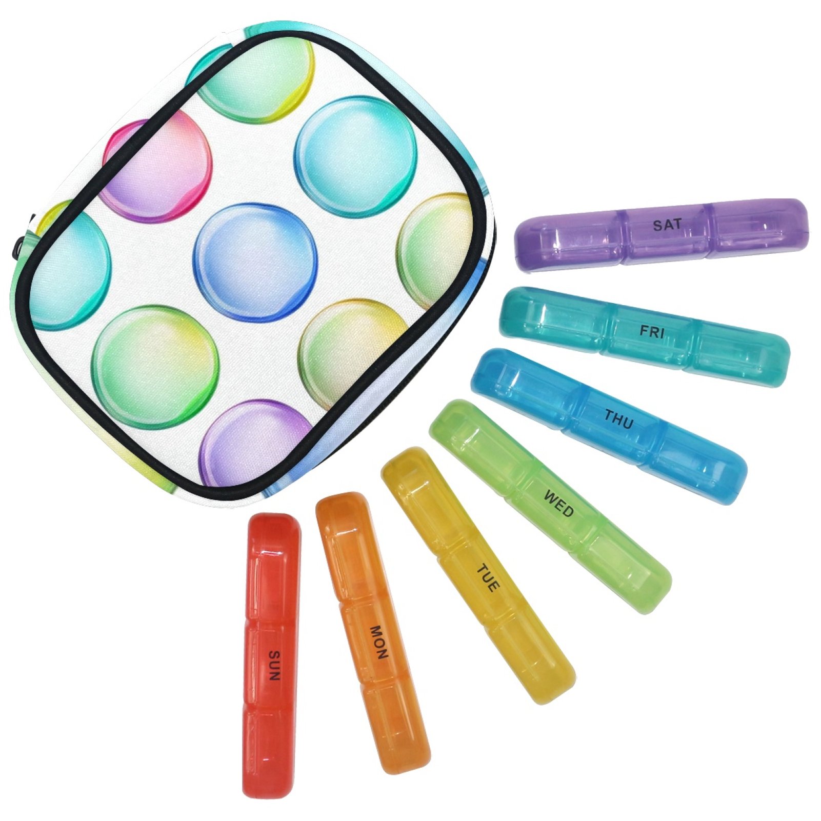 TFCOCFT，Pill Organizer,Pill Box,Daily Pill Box,Soap Bubbles Colorful ...