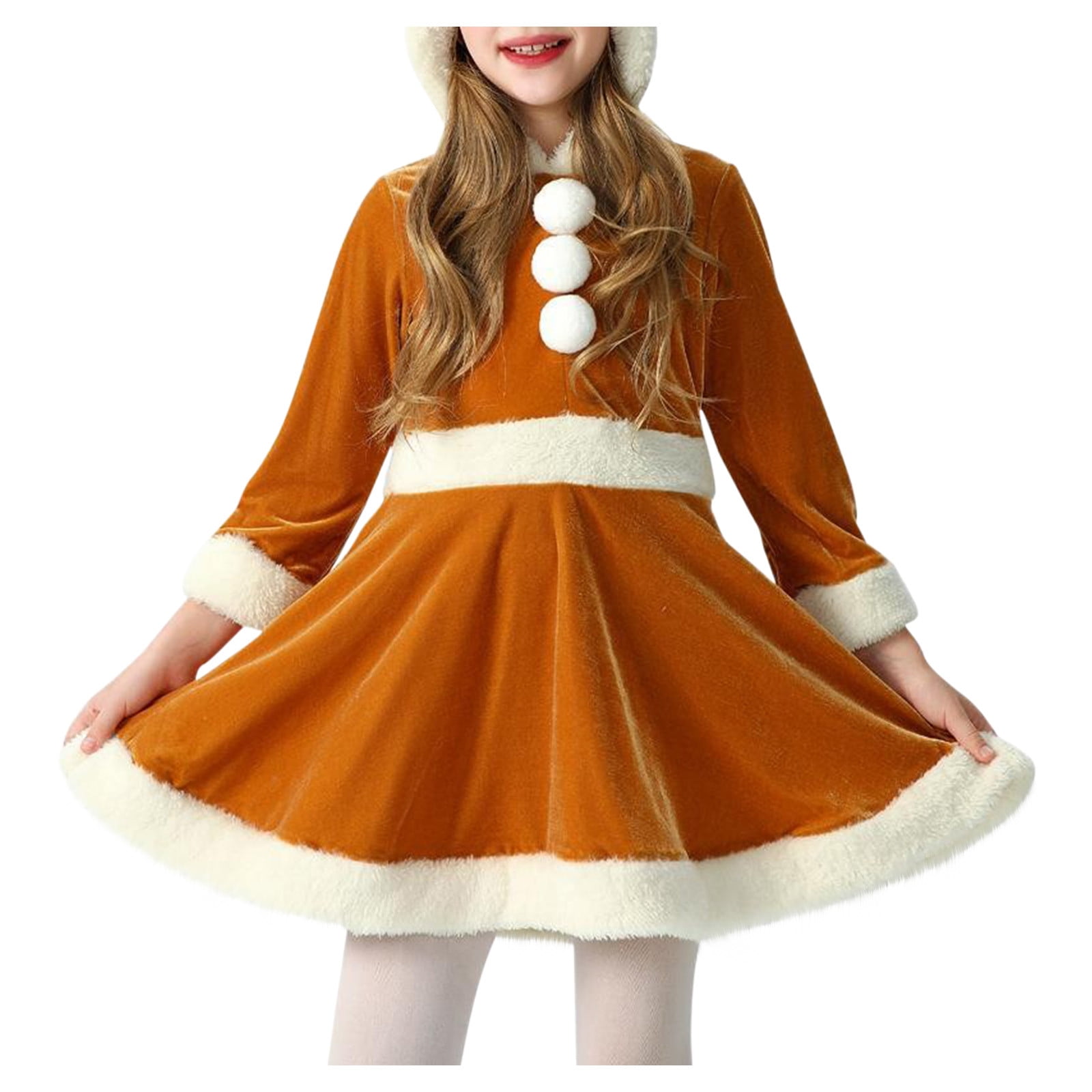 TFEOQRY Children Girl's Cute Christmas Hooded Dress Deer Long Sleeve ...