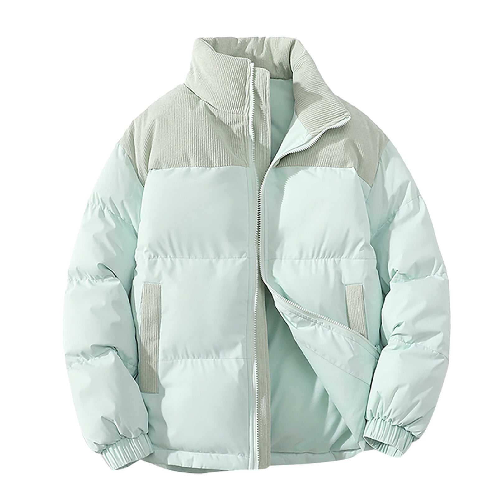 TFEOQRY Men's Comfortable Padded Coats Solid Color Stand Up Collar ...