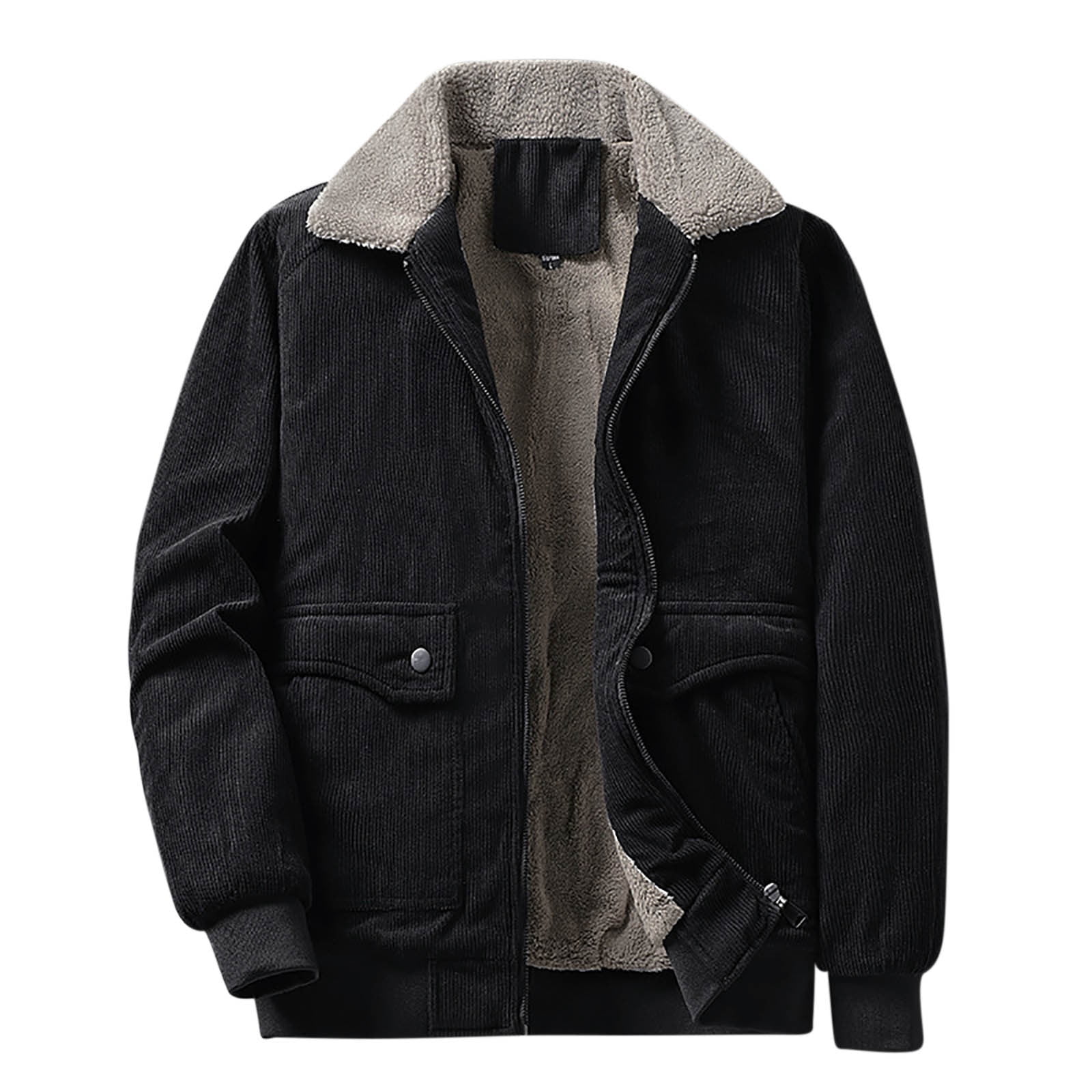 TFEOQRY Men's Corduroy Lined Jacket Zip Up Winter Coat with Fleece ...