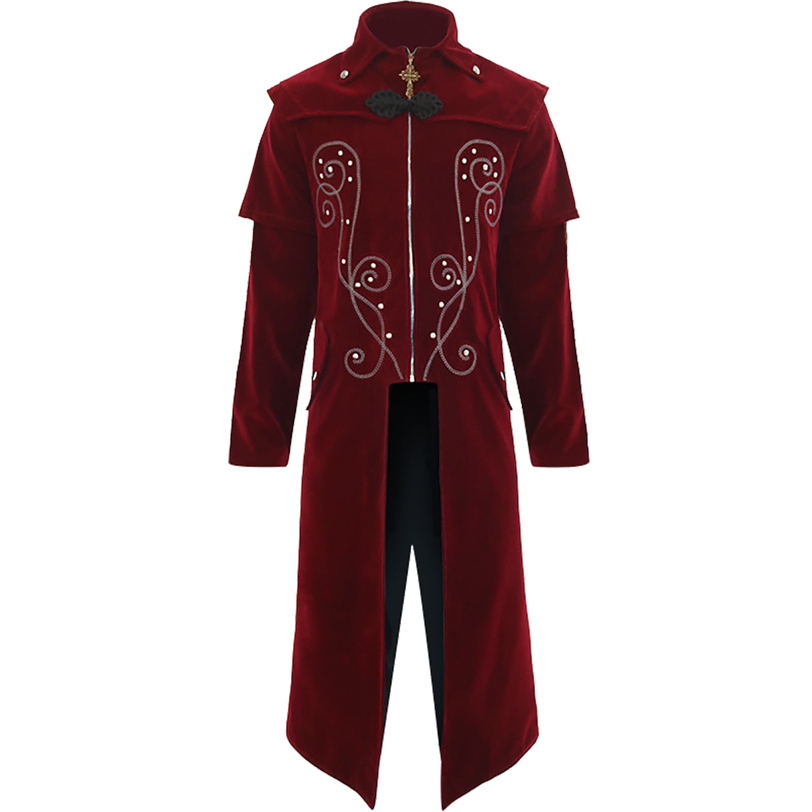 TFEOQRY Men's Long Trench Coat Jacket Medieval Vintage Gothic ...