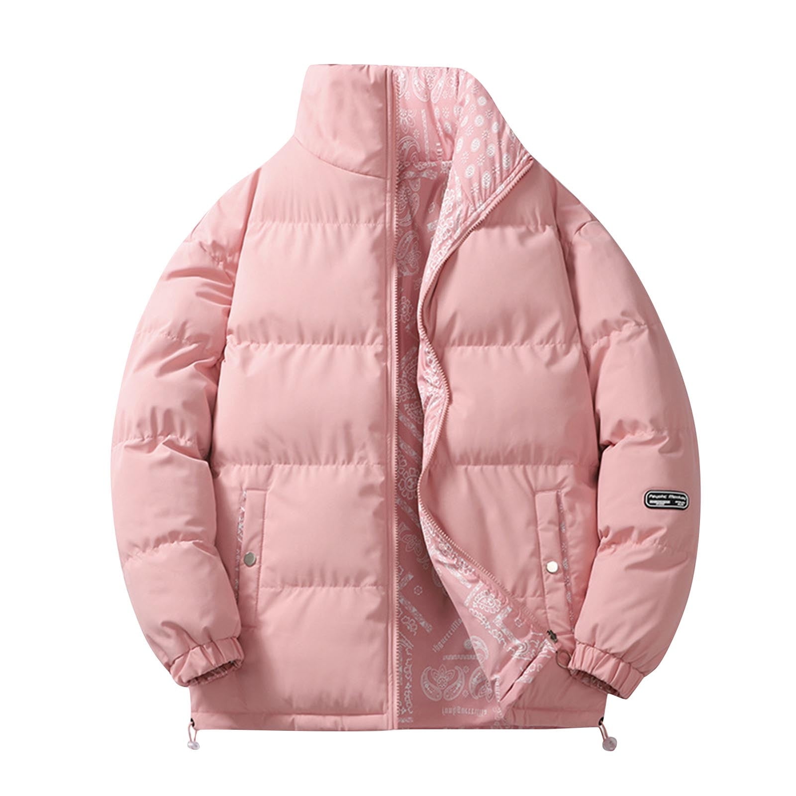 TFEOQRY Men's Short Padded Coats Jacket Stand Up Collar Solid Color ...