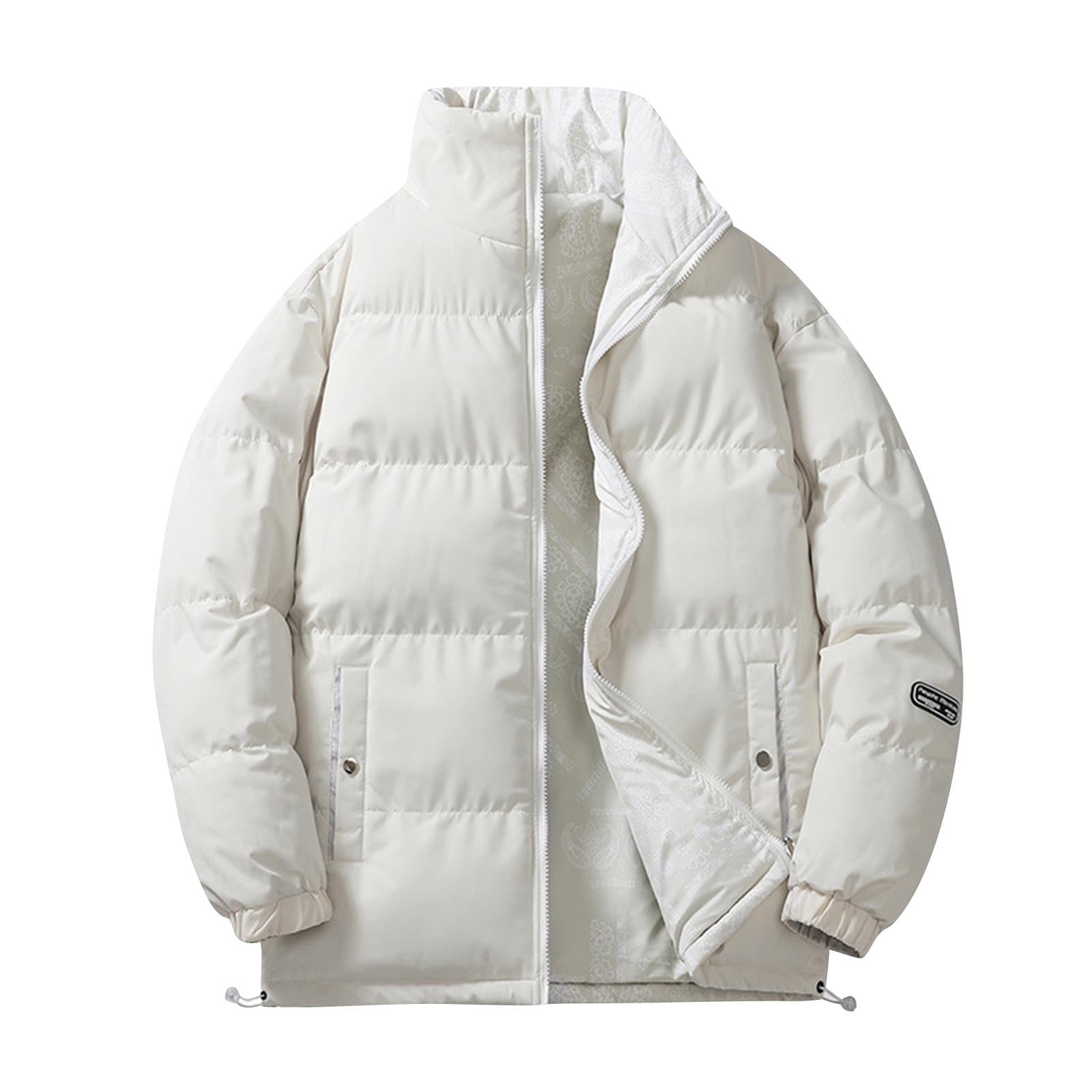 TFEOQRY Men's Short Padded Coats Jacket Stand Up Collar Solid Color ...