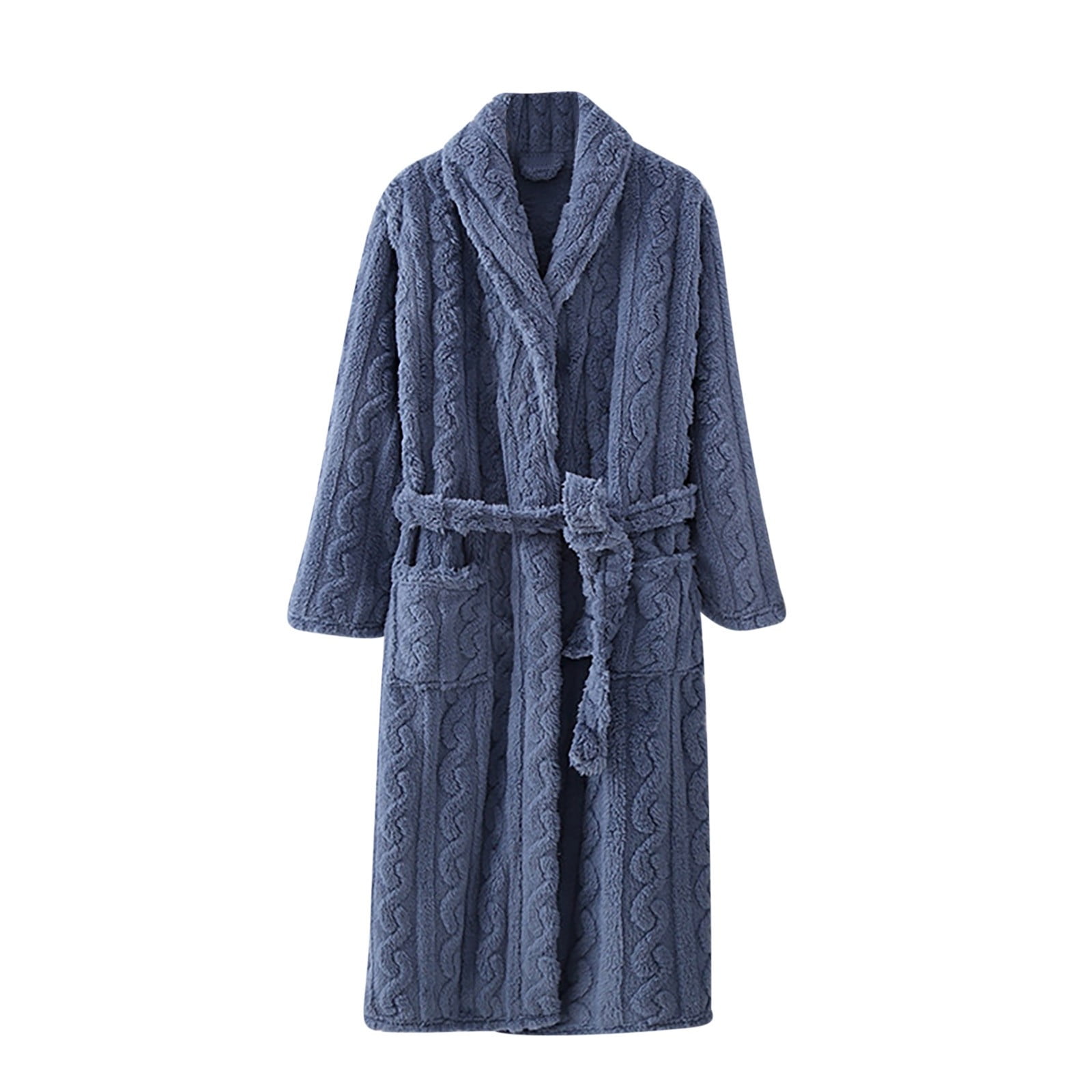TFEOQRY Night Robe for Men Thick Thermal Flannel Nightgown Long Sleeved ...