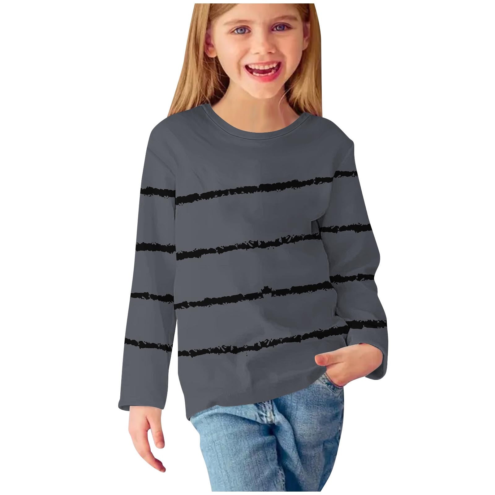 TFEOQRY Tween girls pullover Long Sleeve Prints Shirts Cute Crewnecks ...